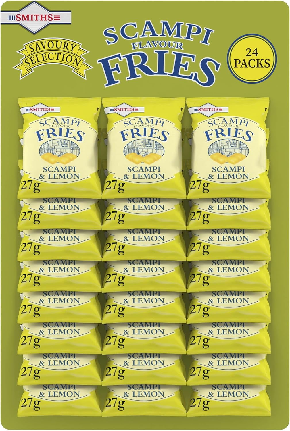 Smiths Scampi Fries Crisps 24 x 27g - 1 Card Classic Pub Snack, Scampi ...