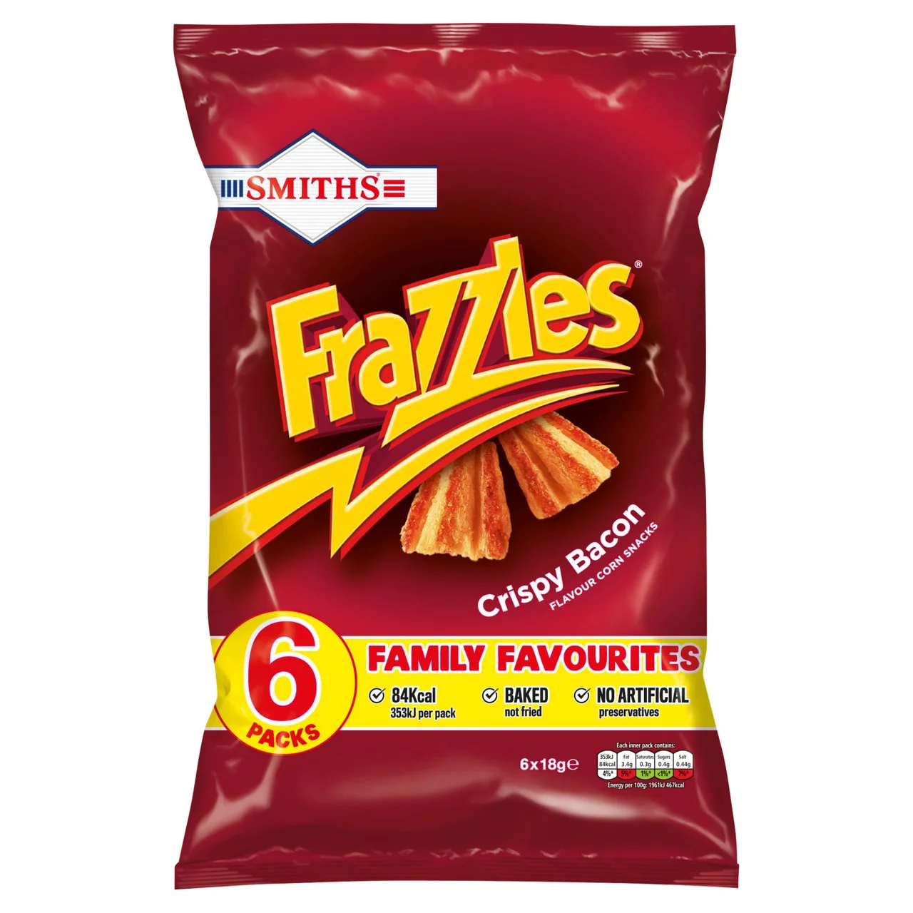 Smiths UK Frazzles Crispy Bacon Snacks - 6 x 18g - Walmart.com
