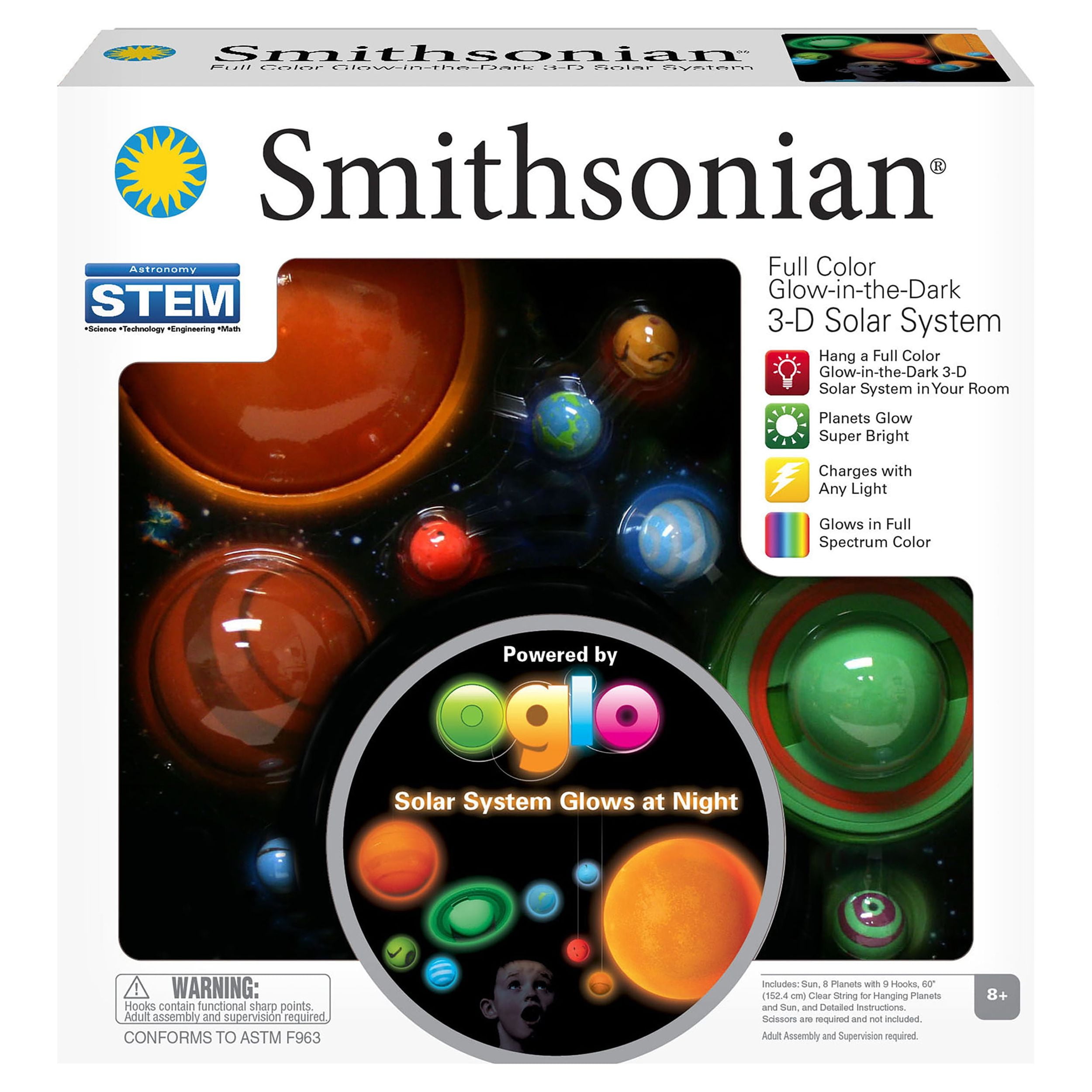 Smithsonian Hanging Glow-in-The-Dark Solar System Models Science Kit ...
