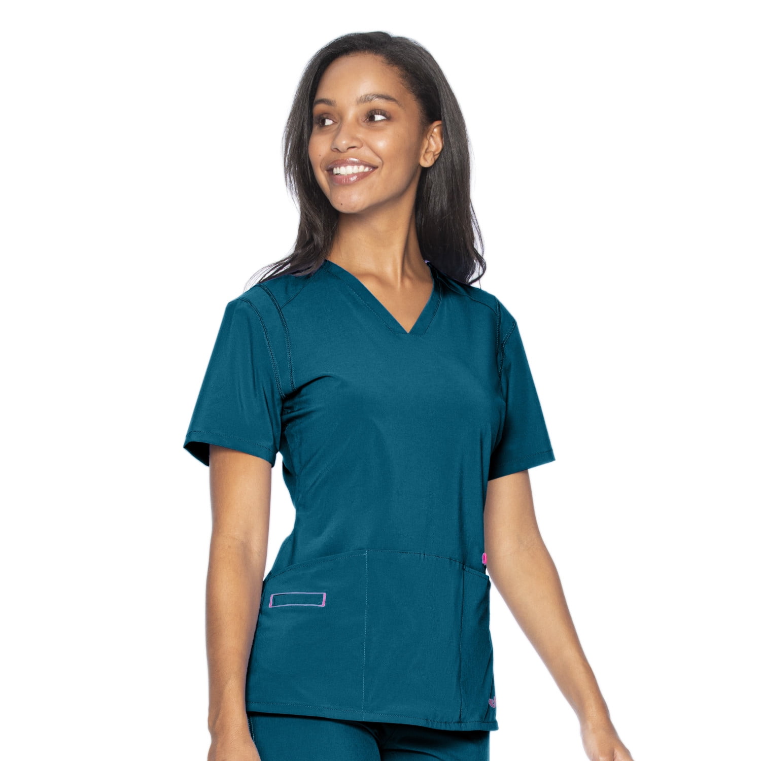 Smitten Women's Miracle Slim Fit V-Neck Nursing Scrub Top with 3 ...