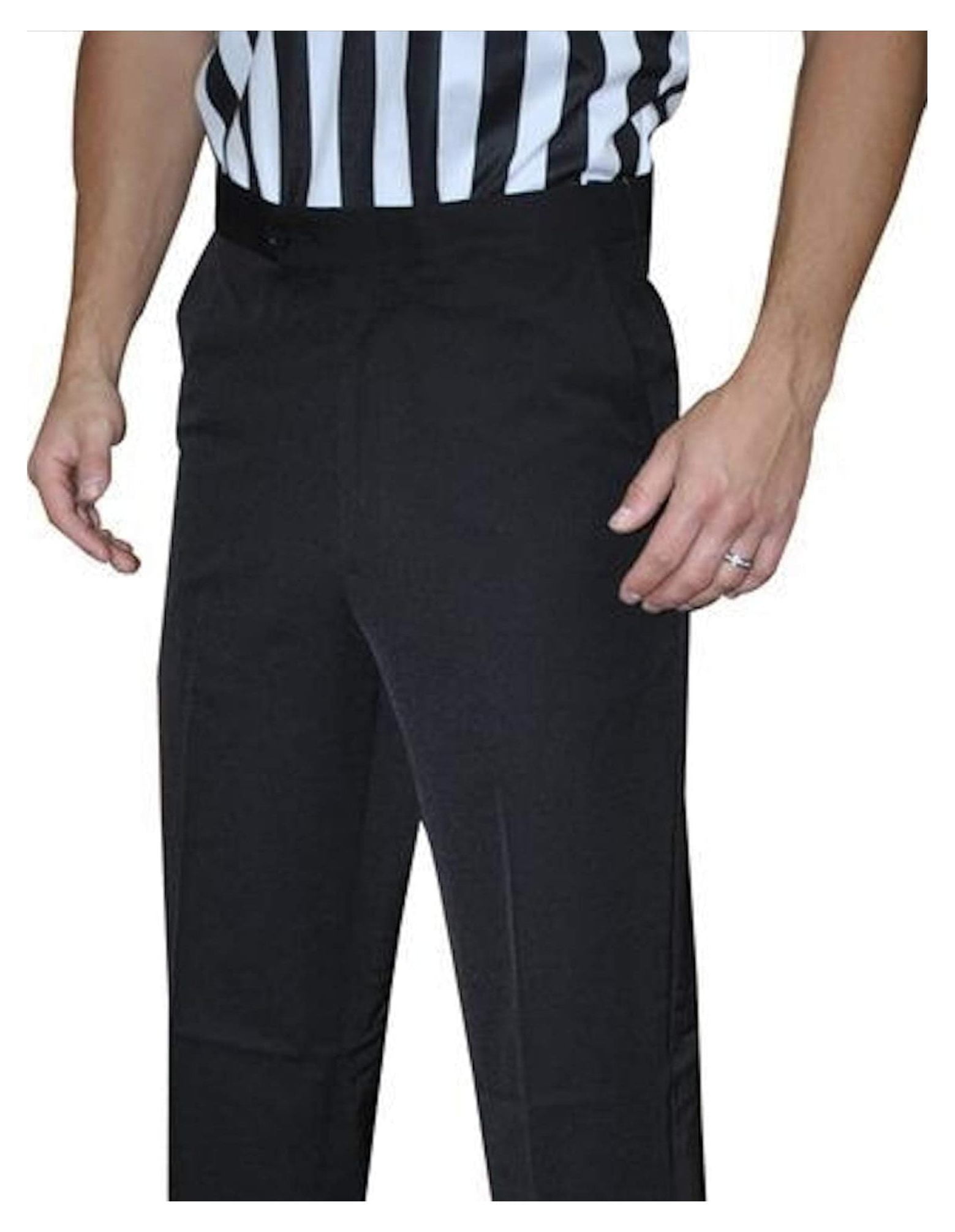 Smitty | BKS-277 | Black Polyester Flat Front Official's Pants with ...