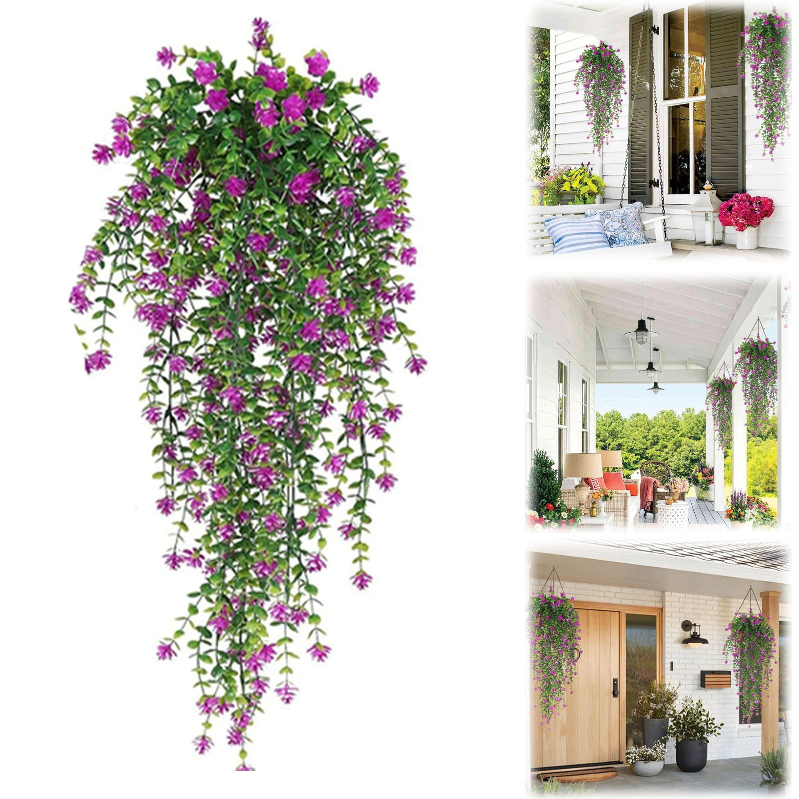 Smke Artificial Hanging Flowers,1Pcs Fake Eucalyptus Vine Faux Flower ...