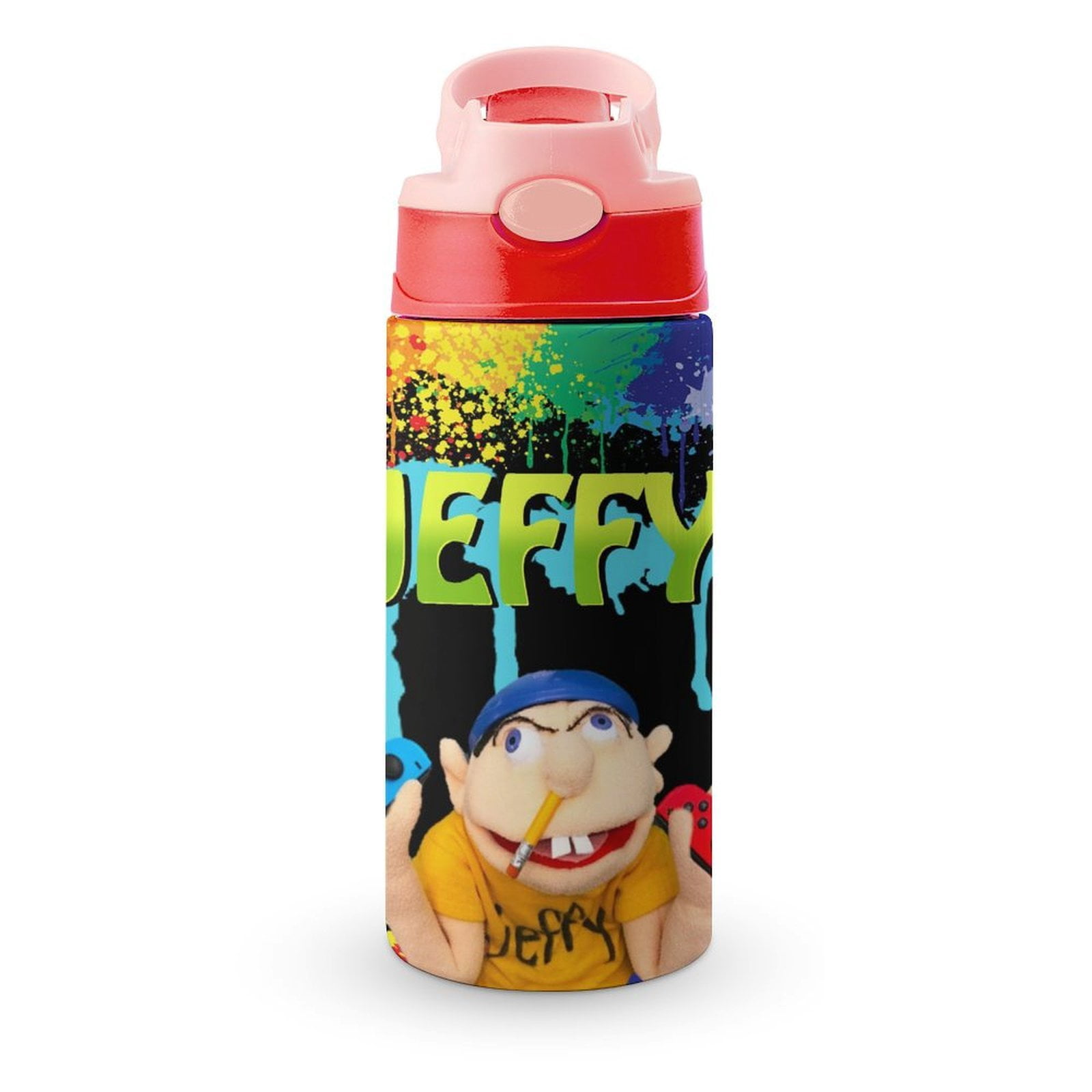 Sml Cartoon Jef-,fy Water Bottle with Straw Lid Vacuum Insulated ...