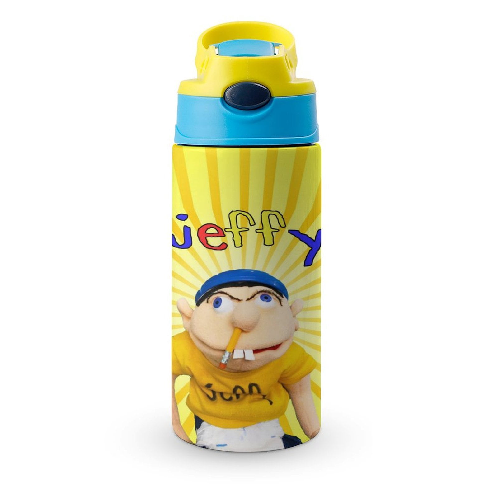 Sml Cartoon Jef-,fy Water Bottle with Straw Lid Vacuum Insulated ...