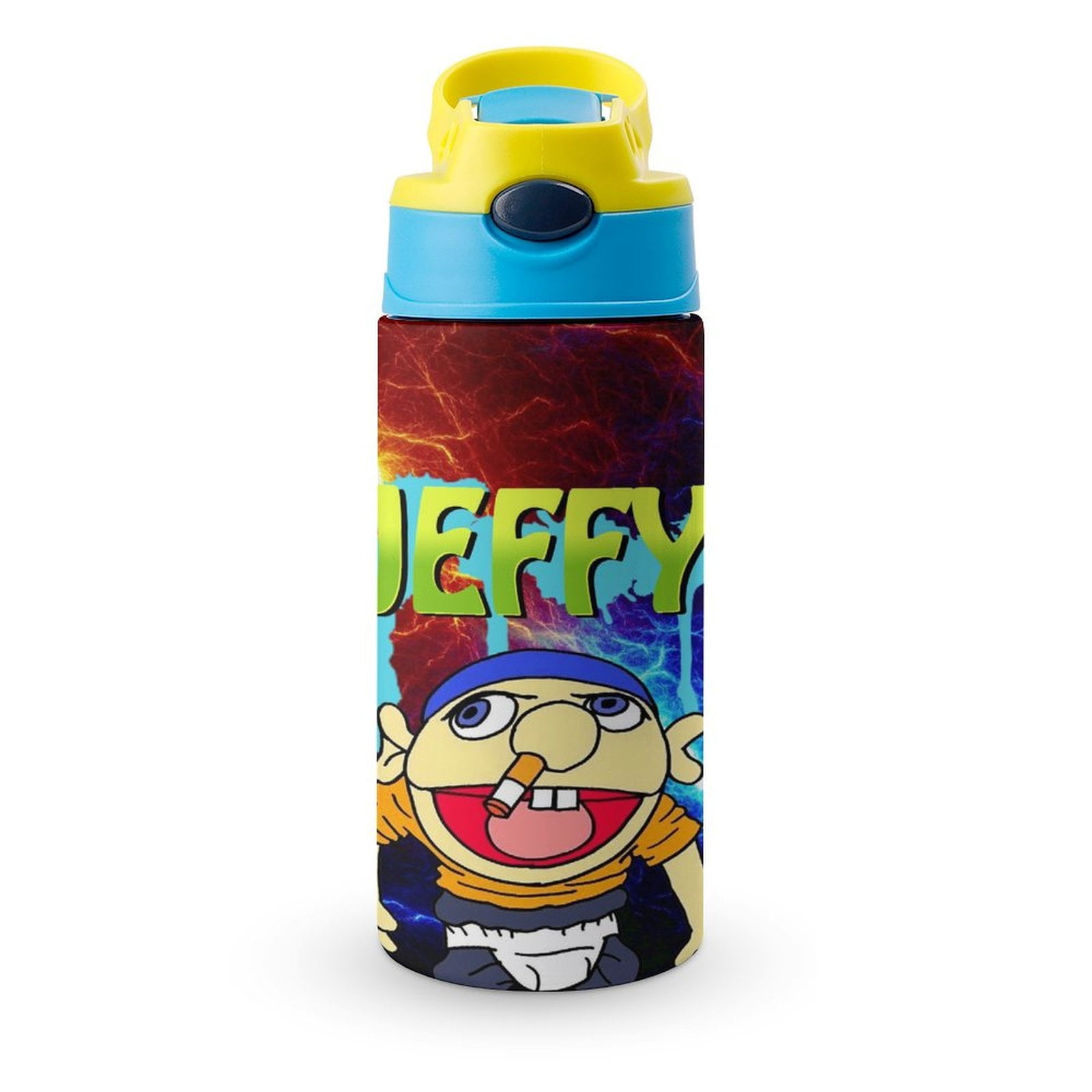 Sml Cartoon Jef-,fy Water Bottle with Straw Lid Vacuum Insulated ...
