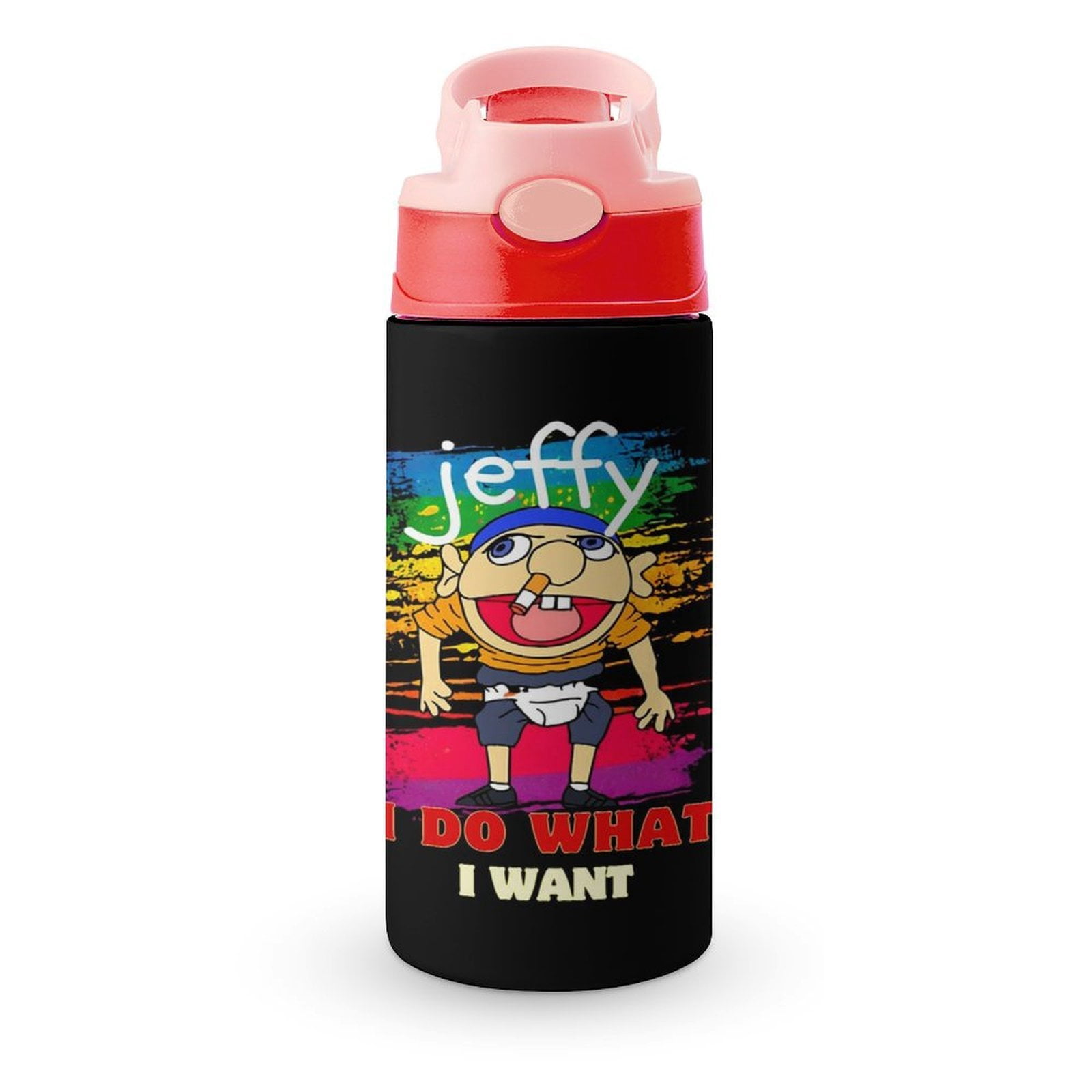 Sml Cartoon Jef-,fy Water Bottle with Straw Lid Vacuum Insulated ...