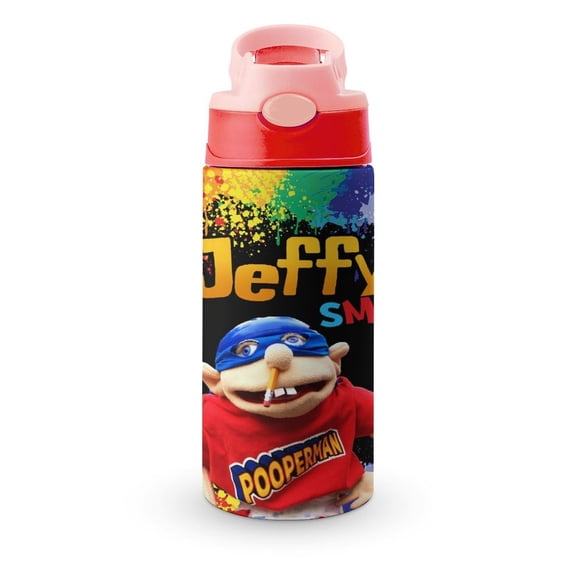 Sml Cartoon Jef-,fy Water Bottle with Straw Lid Vacuum Insulated ...