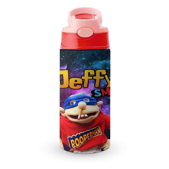 Sml Cartoon Jef-,fy Water Bottle with Straw Lid Vacuum Insulated ...