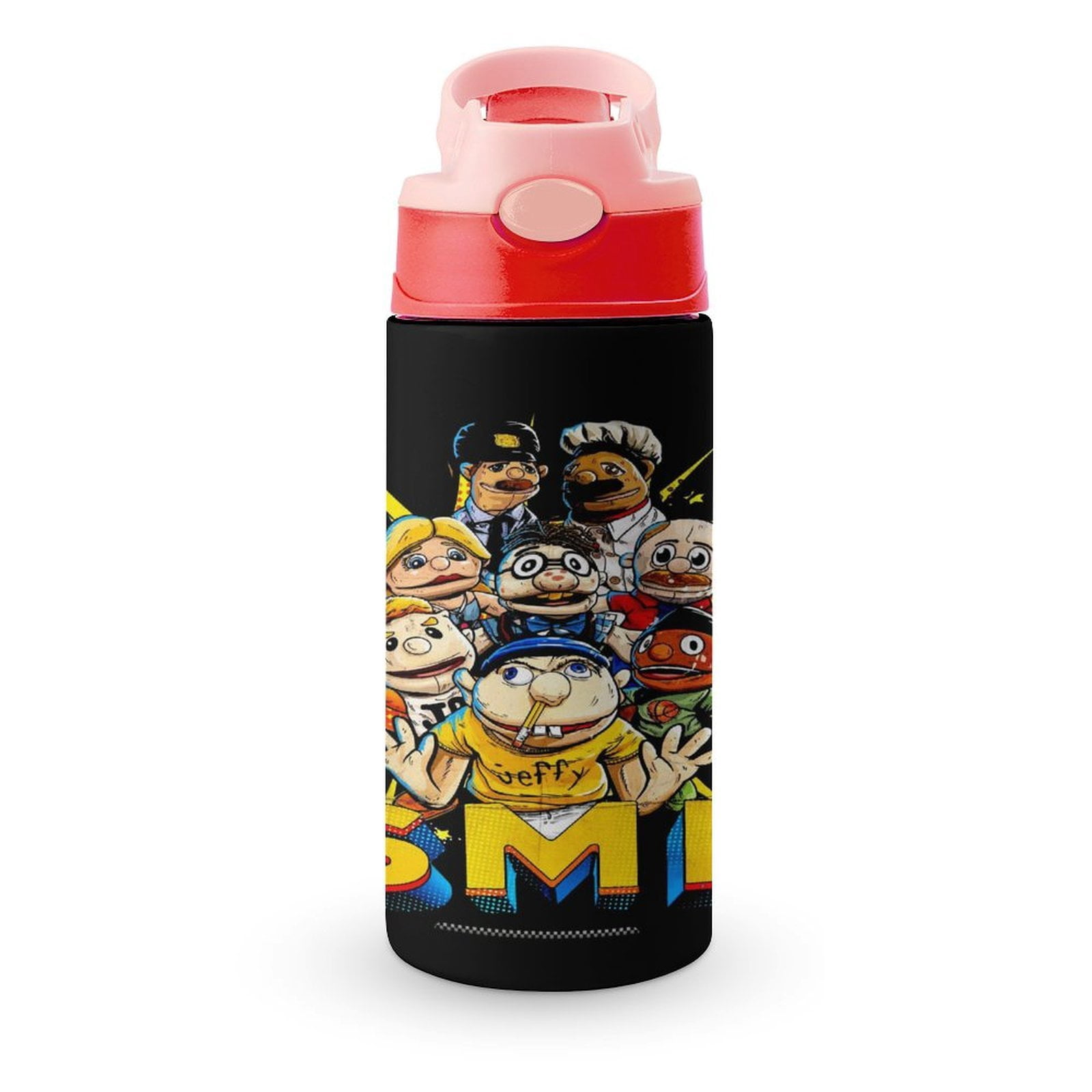 Sml Cartoon Jef-,fy Water Bottle with Straw Lid Vacuum Insulated ...