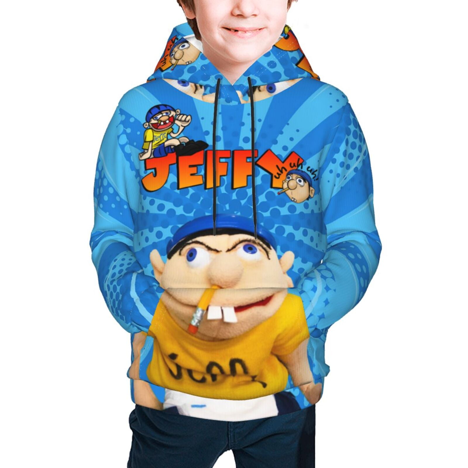 Sml Jeffy 3D Printed Hoodies Boys Girls Pullover Sweatshirt With Front ...