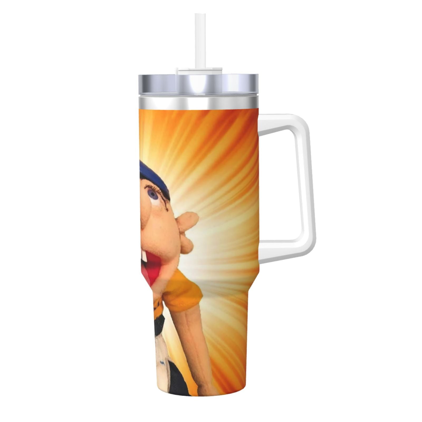 Sml Jeffy 40oz Ice Bully With Handle Straw And Lid, Print Stainless ...