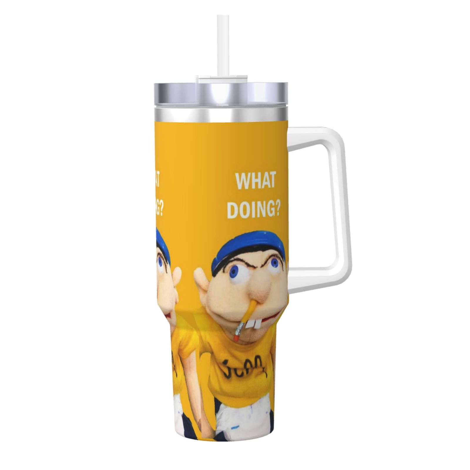 Sml Jeffy 40oz Ice Bully With Handle Straw And Lid, Print Stainless ...