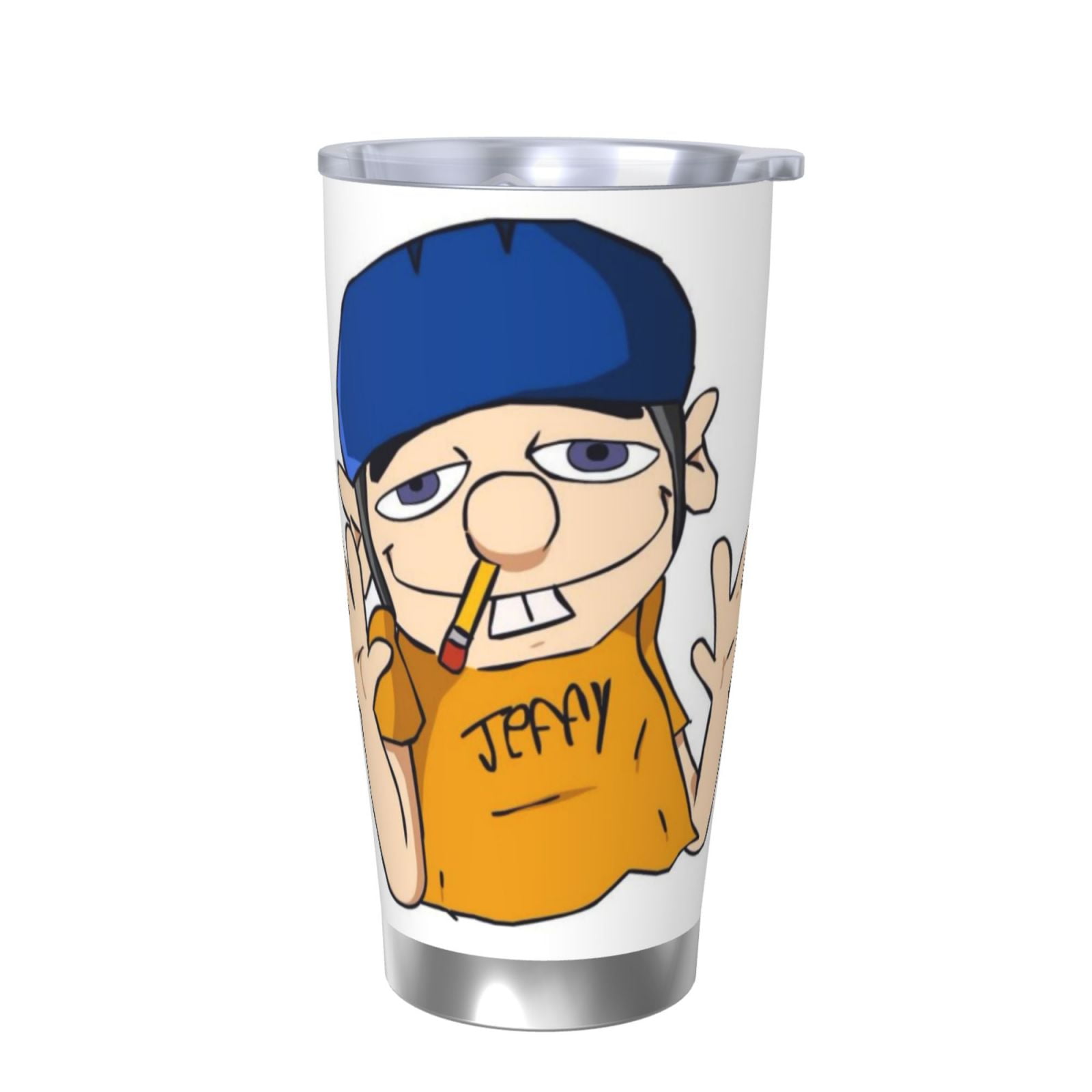 Sml Jeffy Car Cup Thermos Cup Cartoon Mug Reusable Straws Leak-proof Cup Lid Coffee Shop Office ...
