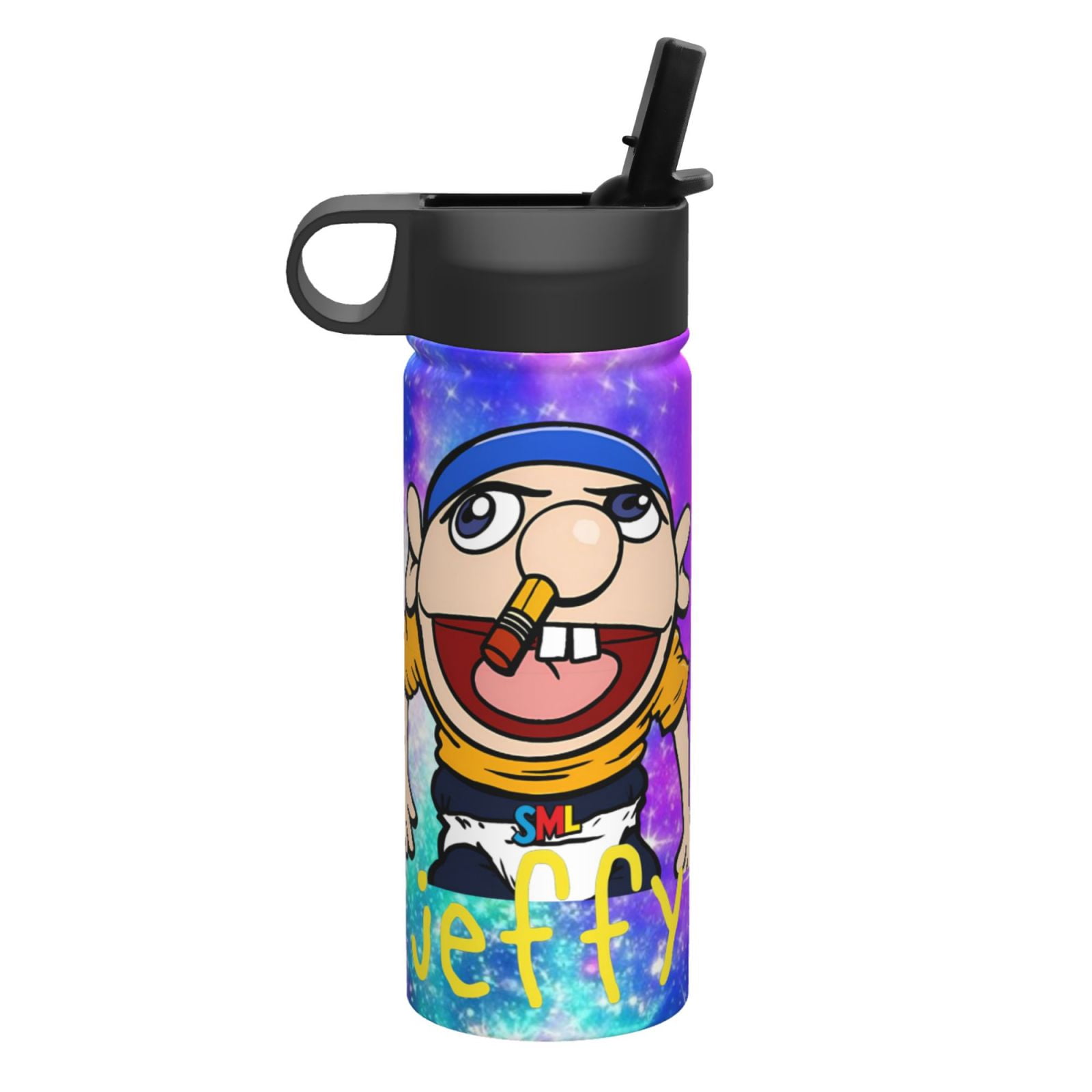 Sml Jeffy Kids Insulated Water Bottle With Straw - 18 Oz Stainless ...