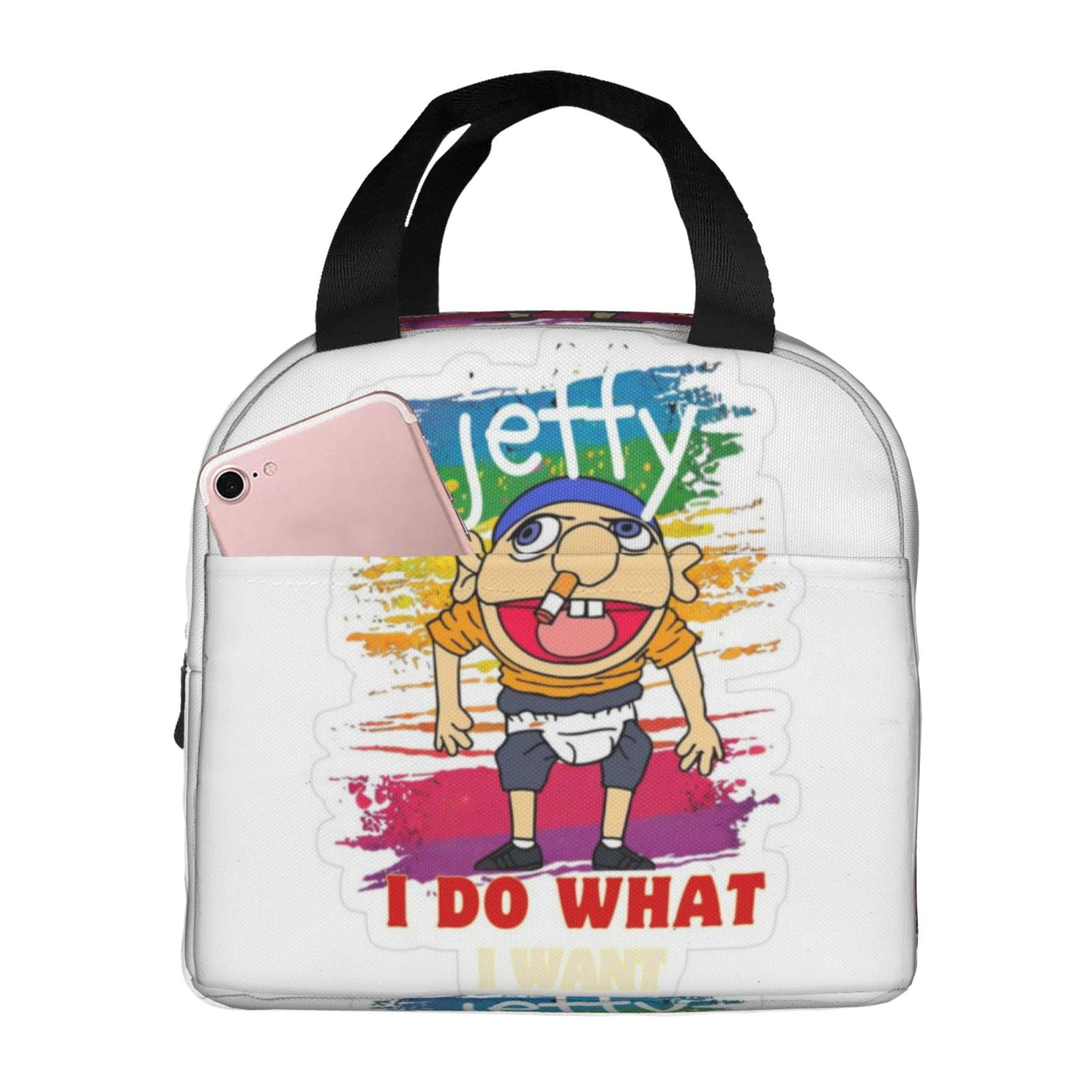 Sml Jeffy Lunch Bag Trendy Cartoon Lunch Box Portable Reusable ...