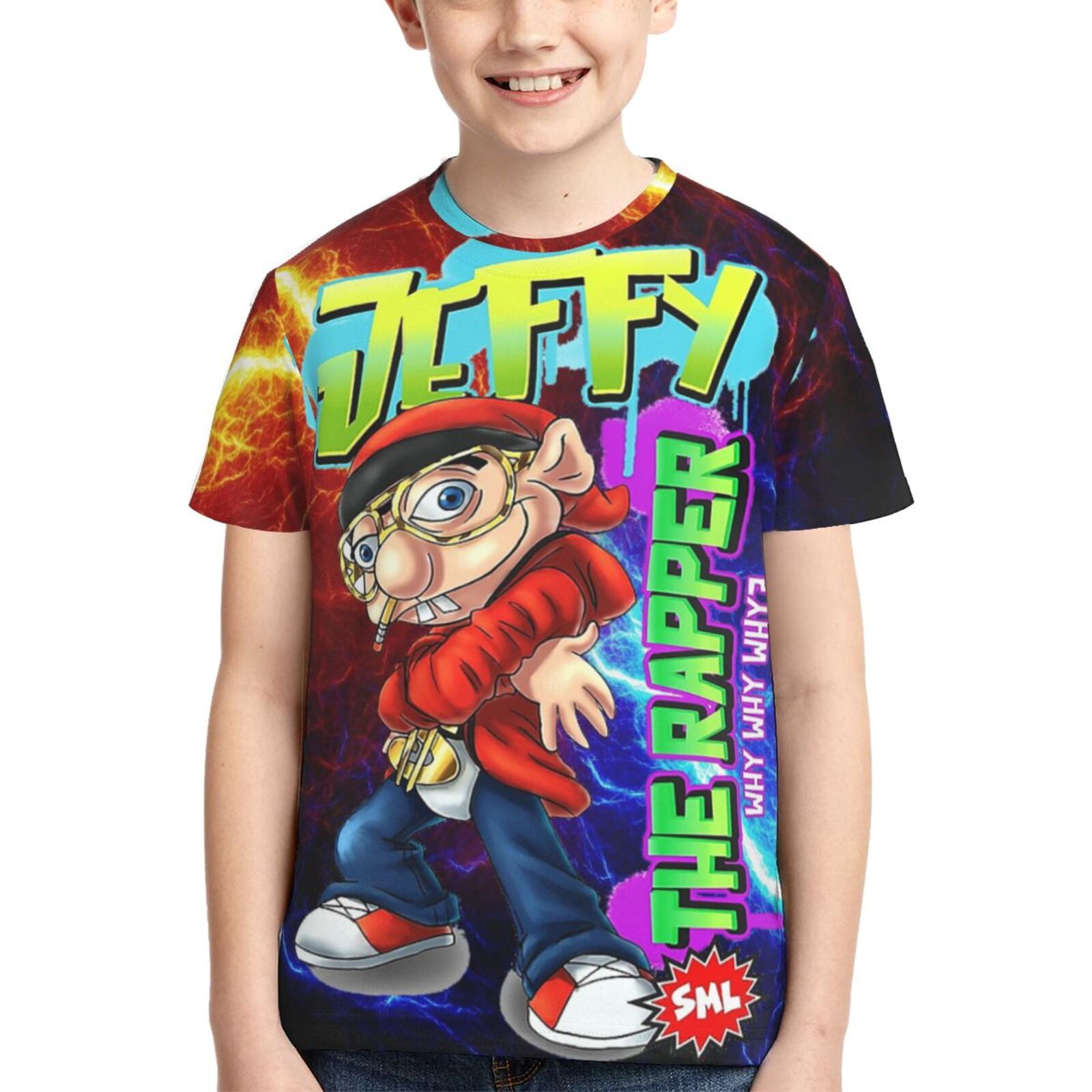 Sml Jeffy Youth Unisex Crewneck Short Sleeve T-Shirt Tees For Boys ...