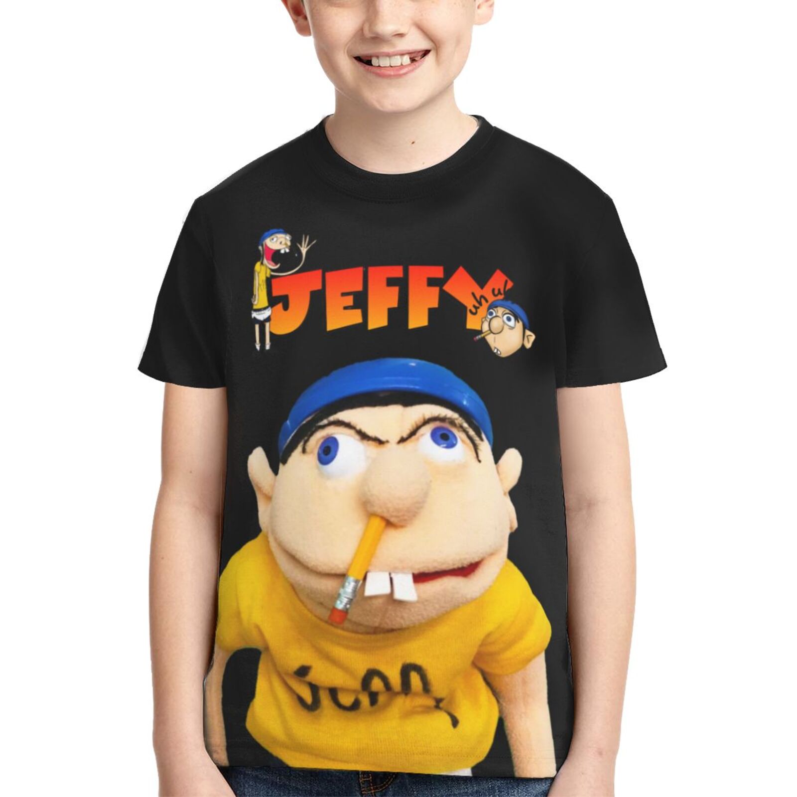 Sml Jeffy Youth Unisex Crewneck Short Sleeve T-Shirt Tees For Boys ...