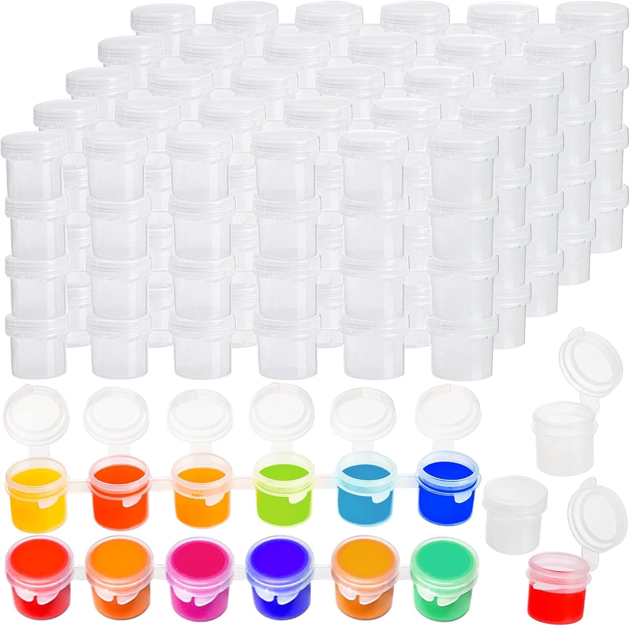 Smlper 100 Strips 600 Pots Empty Paint Pots, Mini Paint Storage Cup ...