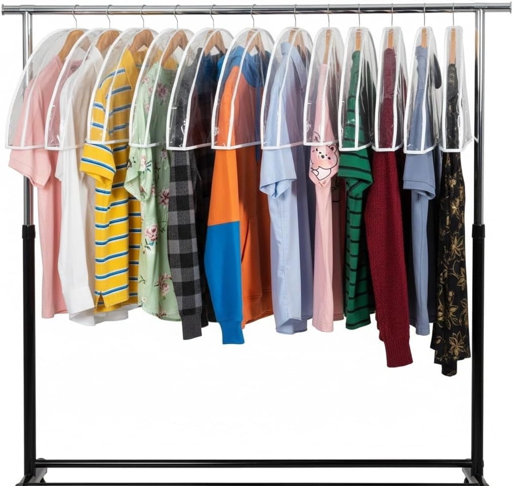 Smlper 12 Pack 12"H x 22"W x 2"D Clear Vinyl Shoulder Covers Closet ...