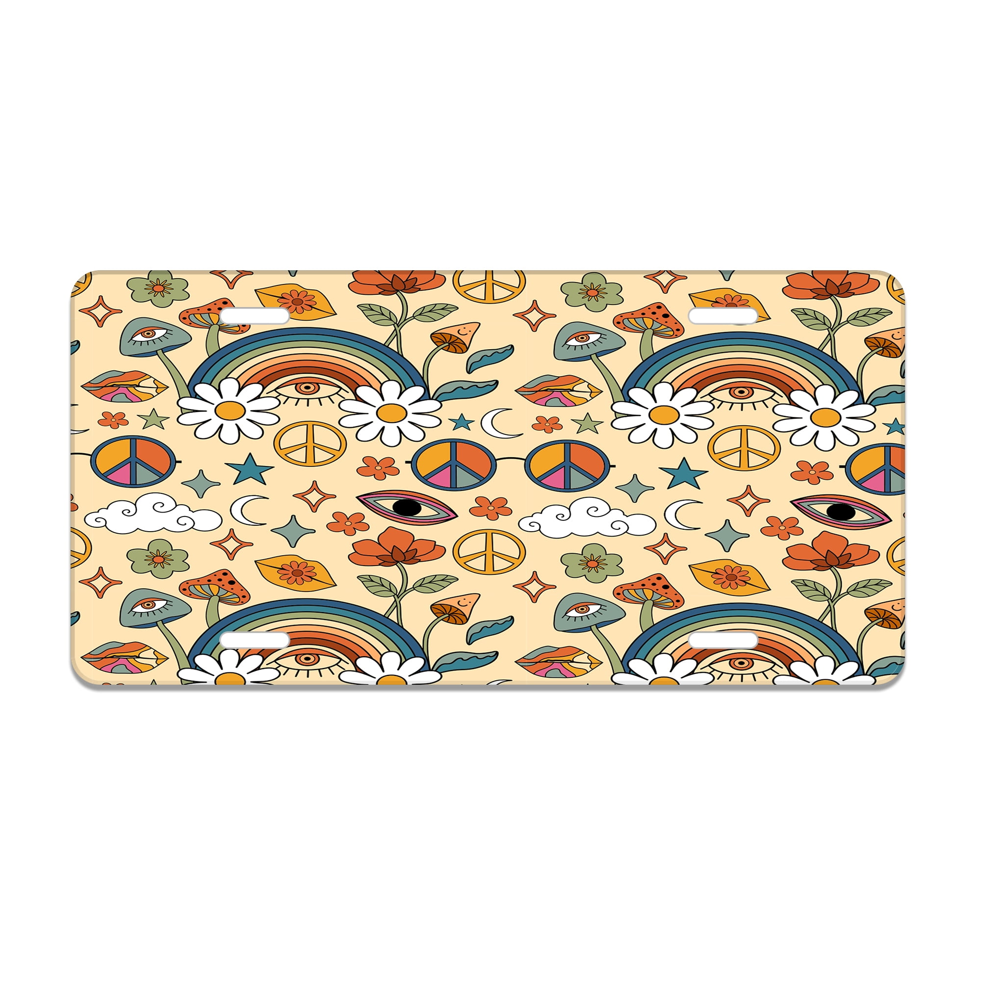 Smoaffly 70s Hippie Psychedelic License Plate Decorative Car Front ...