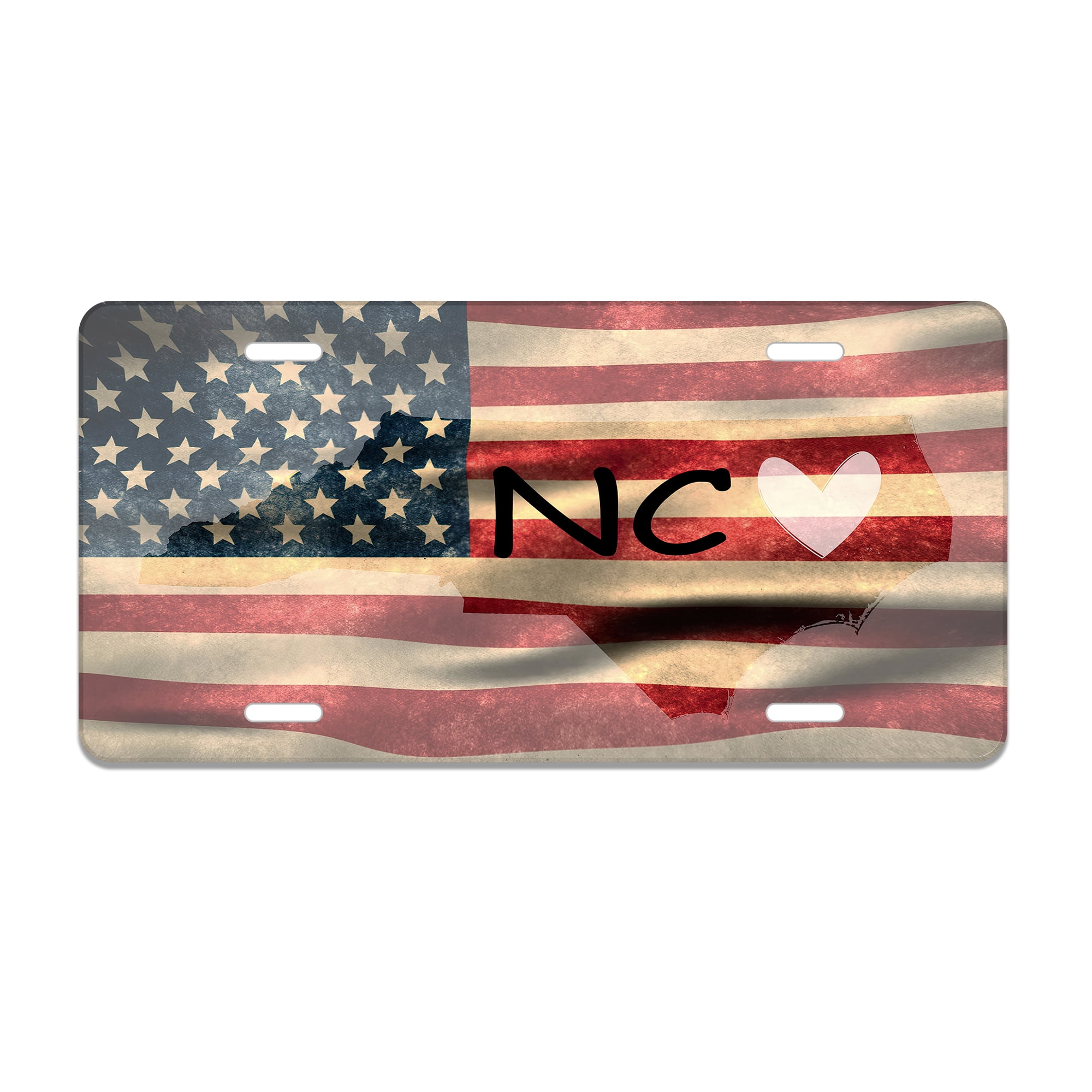 Smoaffly America Flag Heart License Plate Decorative Car Front, Metal ...