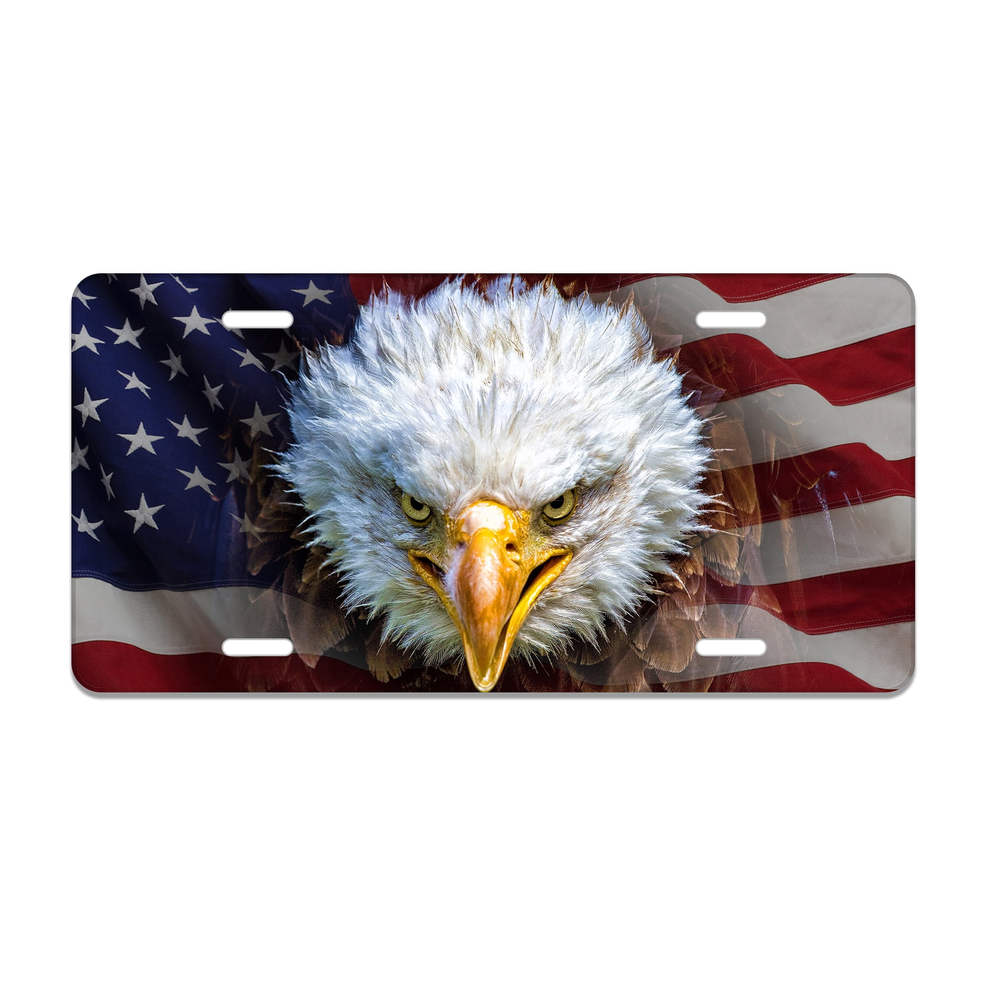 Smoaffly American Bald Eagle Flag License Plate, Decorative Car Front ...