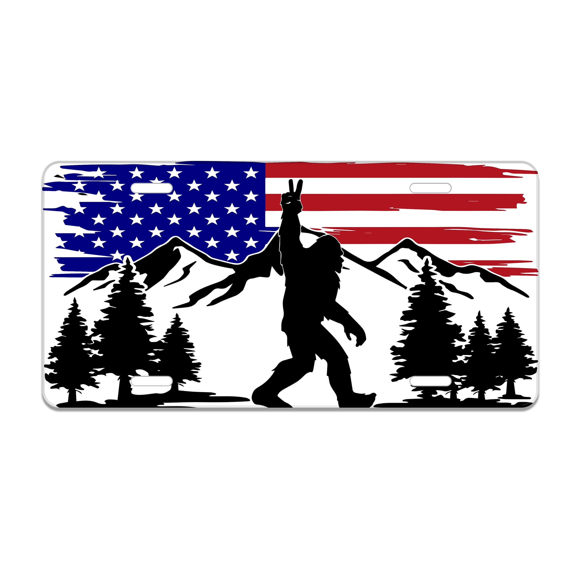 Smoaffly American Flag Bigfoot Decorative Car Front, Sasquatch Metal ...