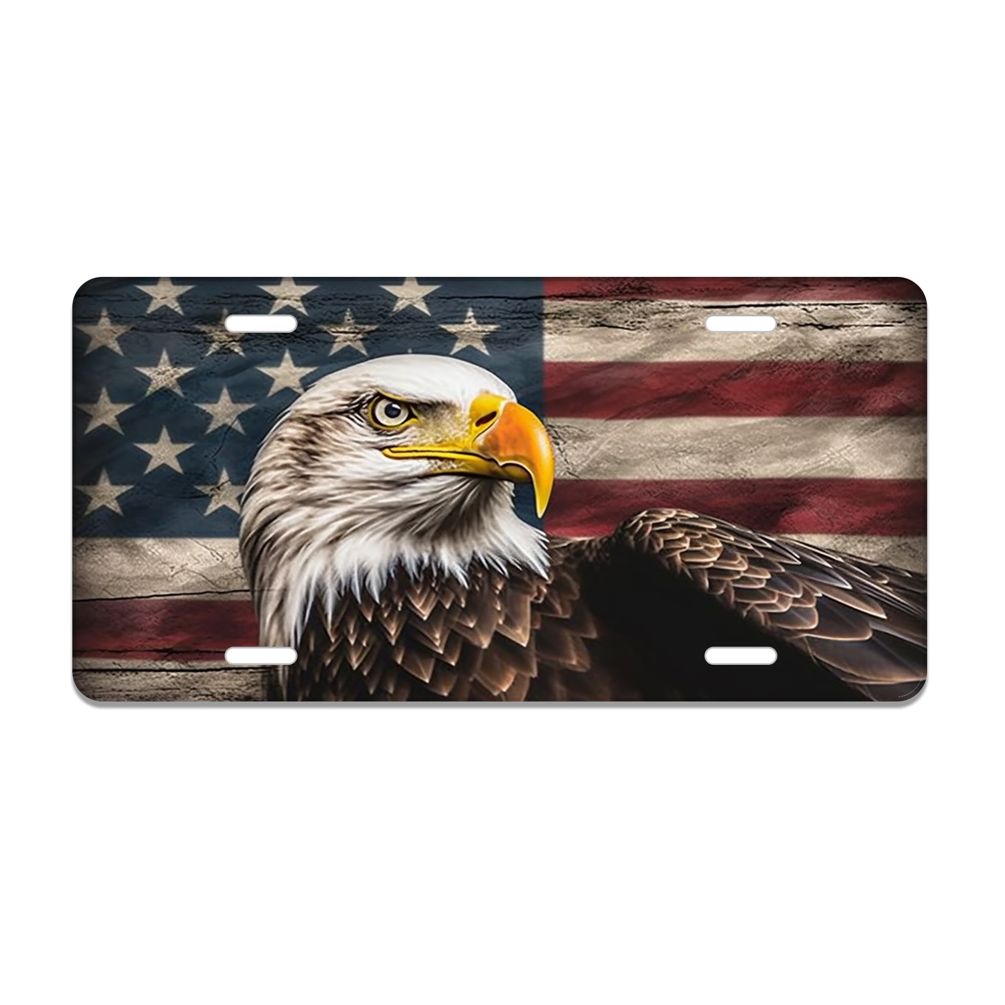 Smoaffly American Flag with Eagle License Plate Decorative Car Front ...