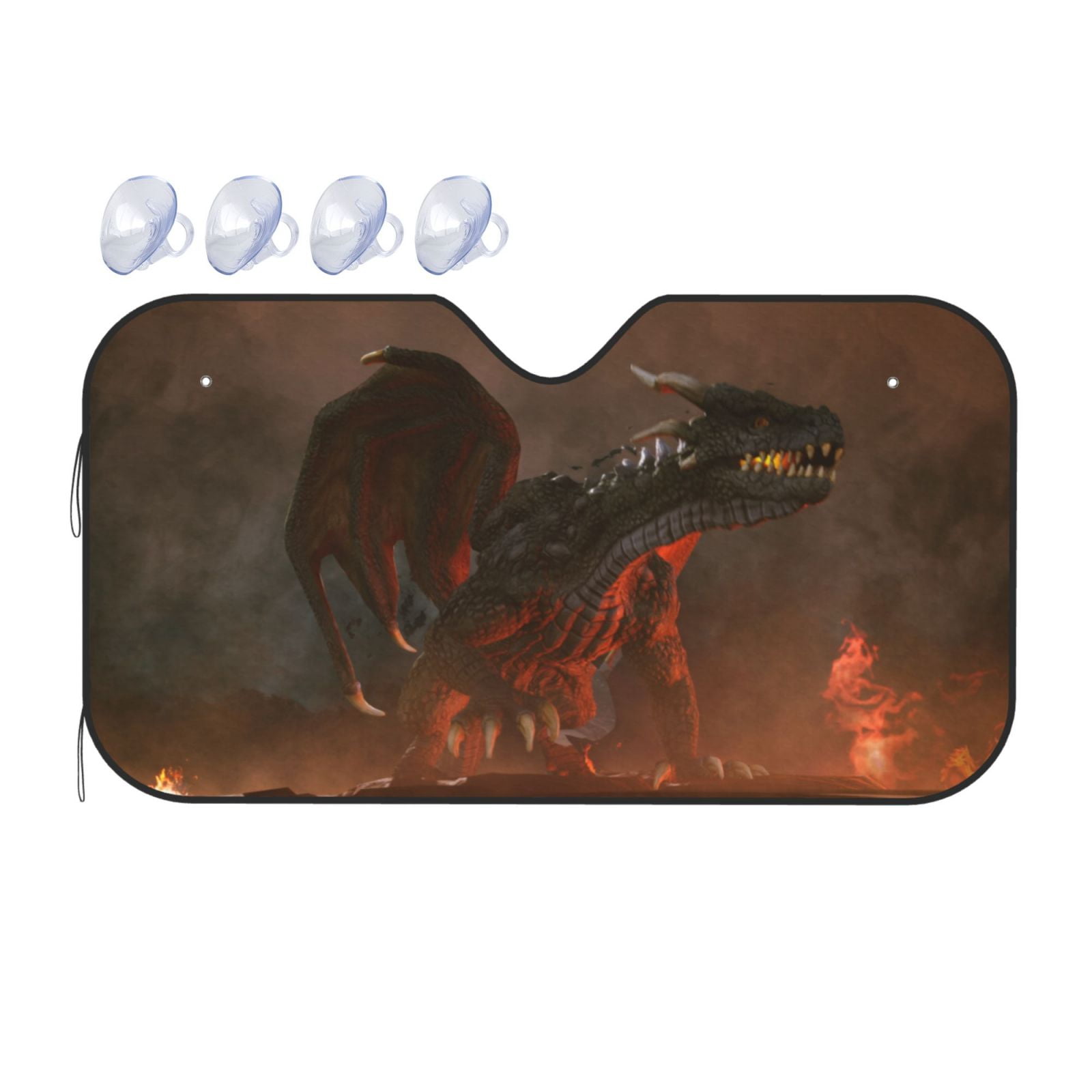 Smoaffly Angry Dragon Car Windshield Sunshade Skeleton Car Shade Blocks ...