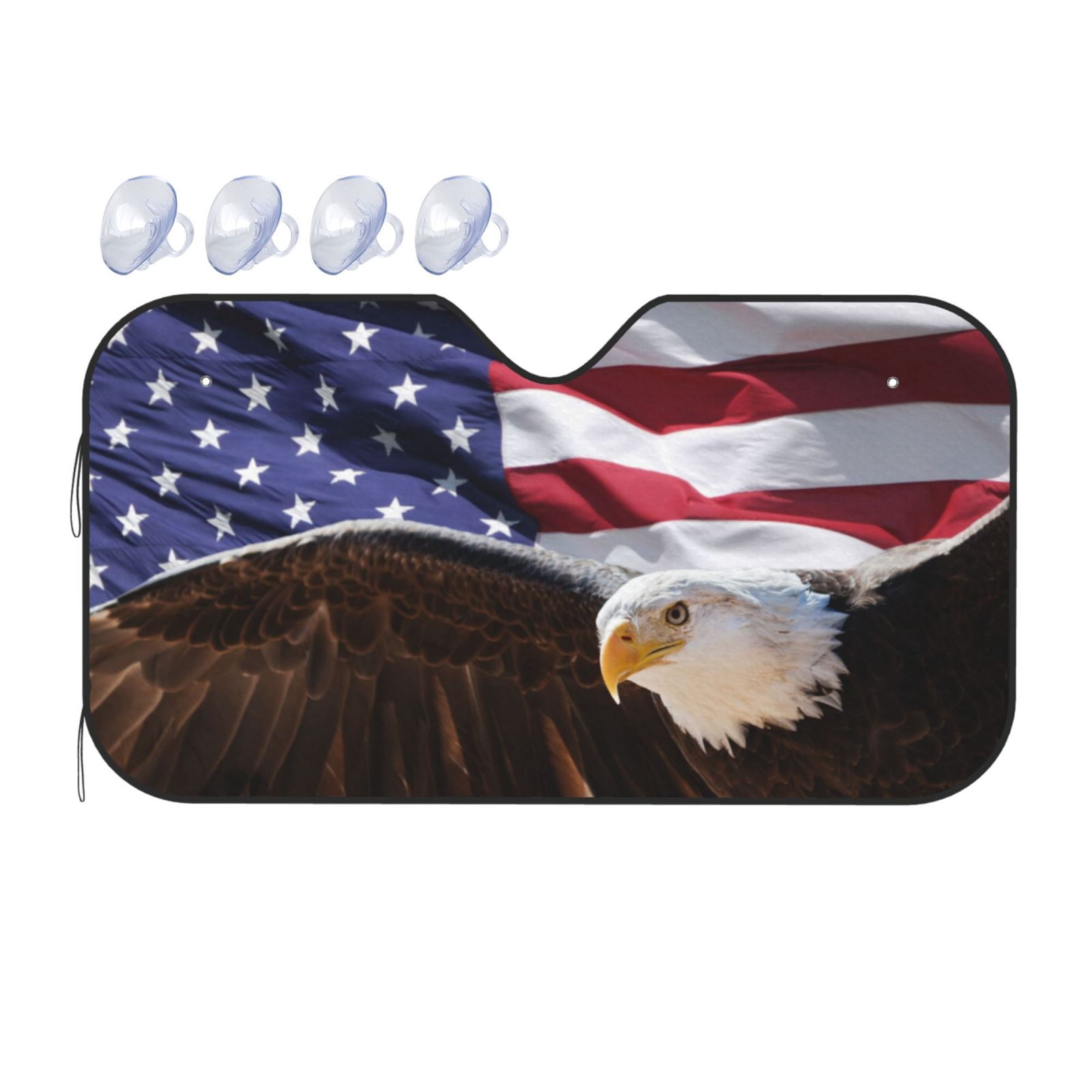 Smoaffly Bald Eagle Flight American Flag Car Windshield Sunshade ...