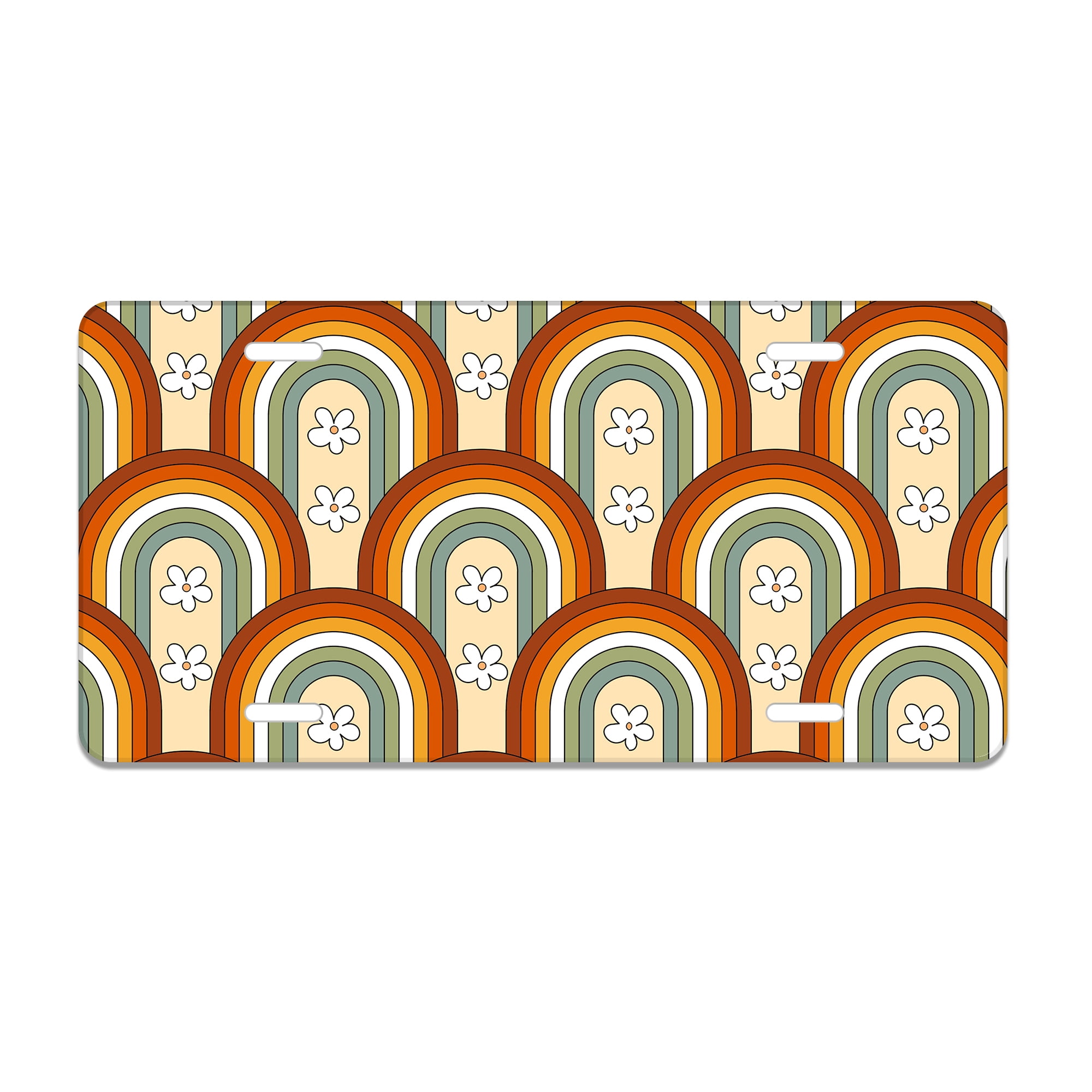 Smoaffly Boho Hippies Rainbow Daisy License Plate Decorative Car Front ...