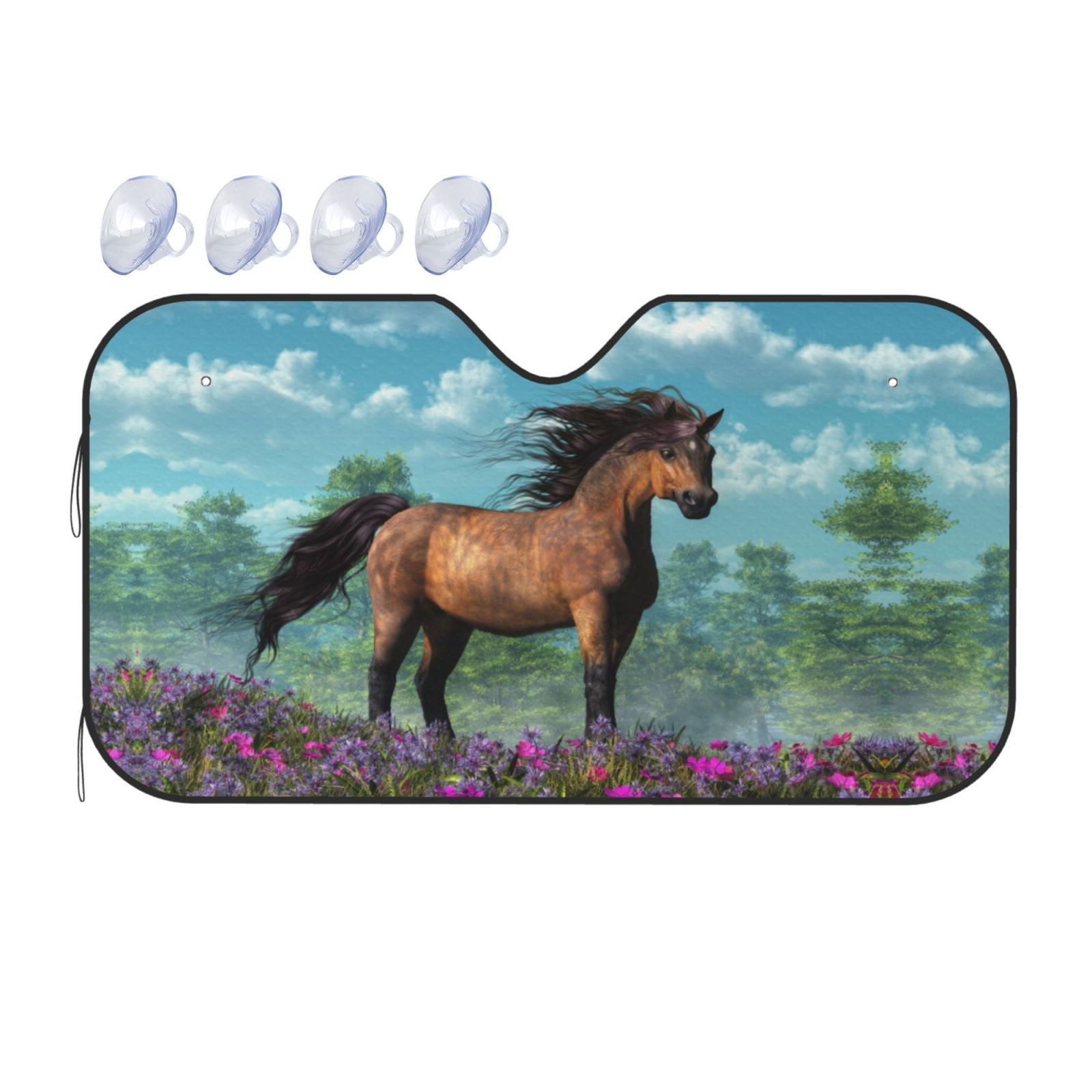 Smoaffly Brown Pony Car Windshield Sunshade Skeleton Car Shade Blocks ...