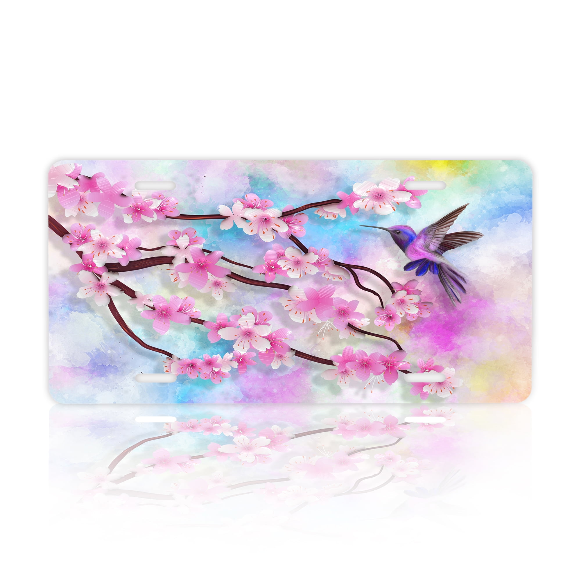Smoaffly Cherry Blossoms License Plate, Hummingbird Spring License ...