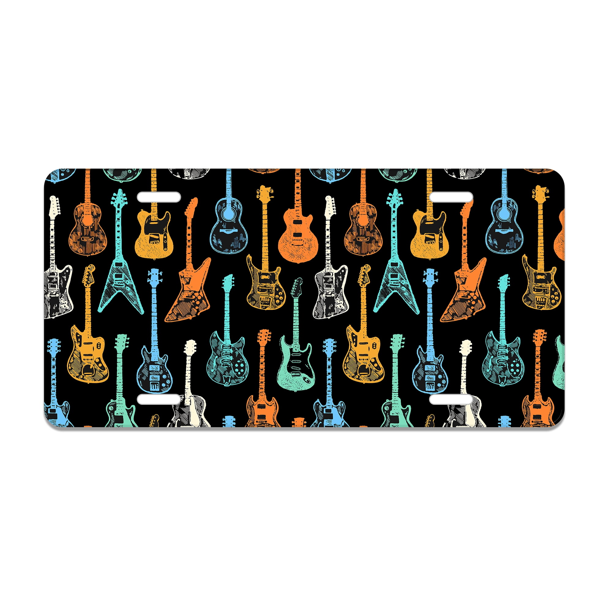 Smoaffly Colorful Guitar License Plate Decorative Car Front, Metal Car ...