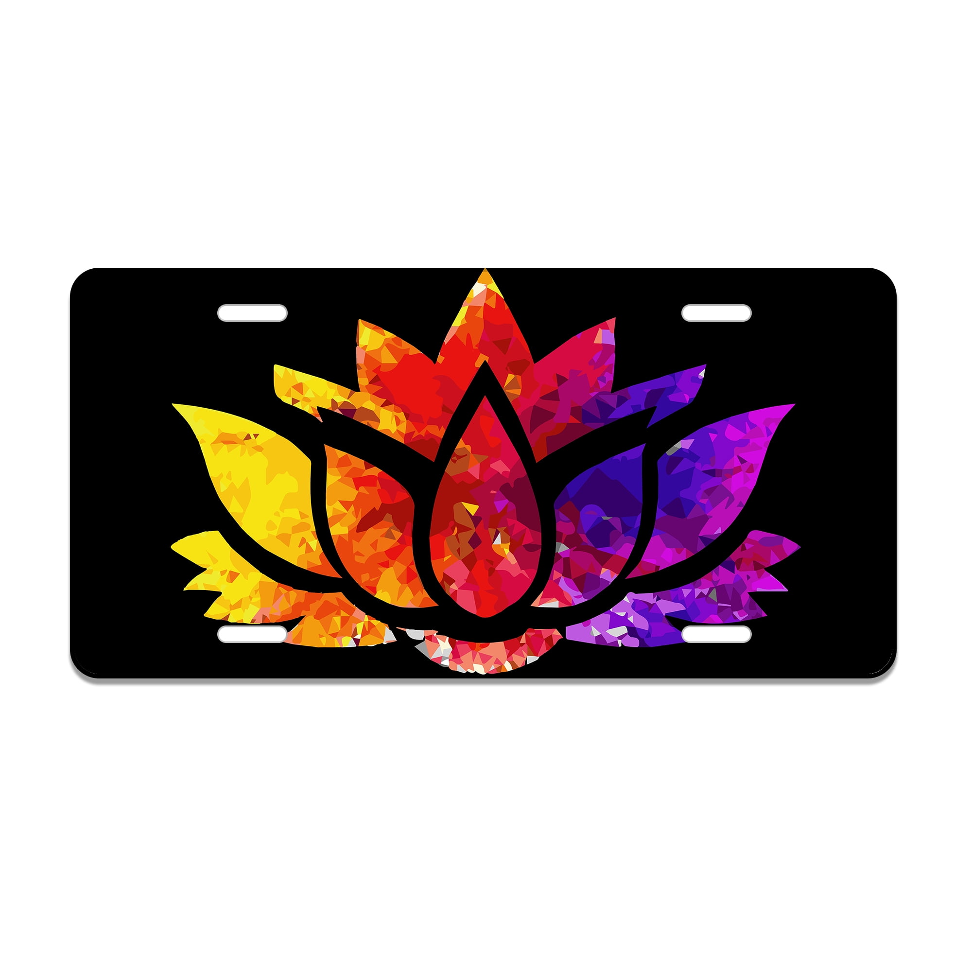 Smoaffly Colorful Lotus License Plate Decorative Car Front, Metal Car ...