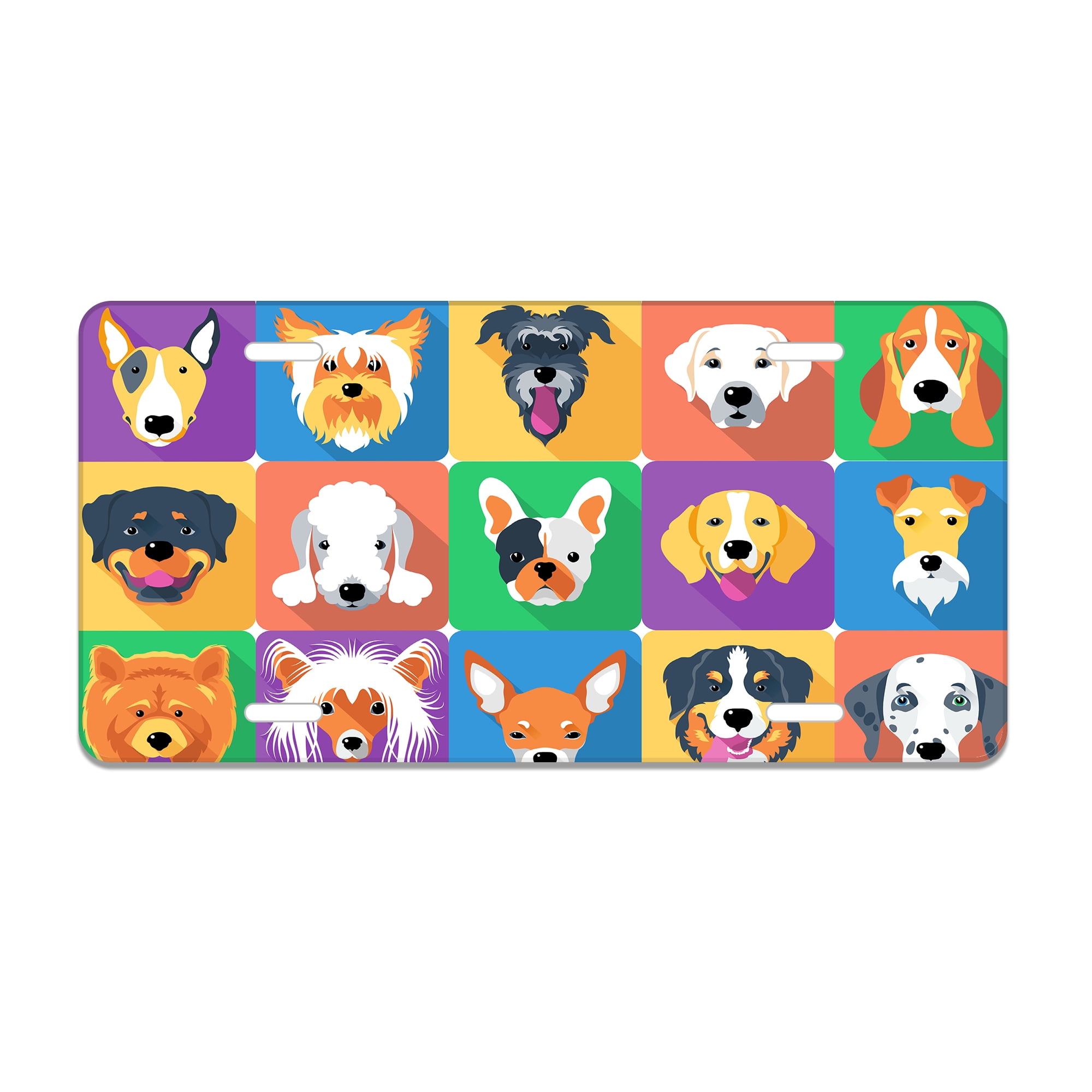 Smoaffly Cute Dogs Breeds License Plate Decorative Car Front, Metal Car ...