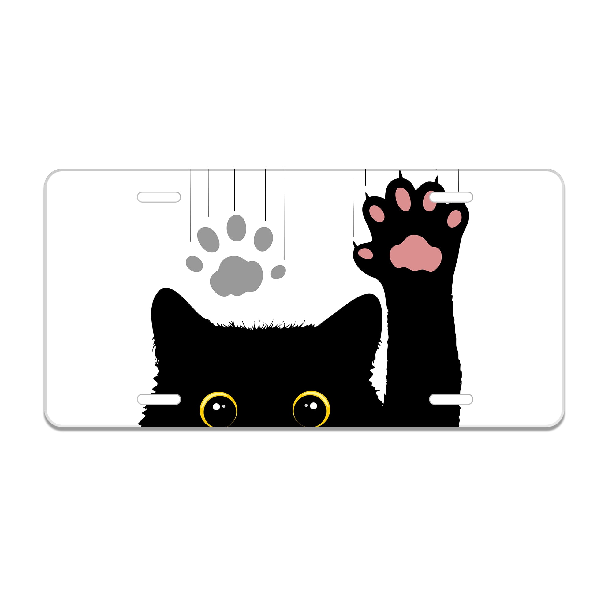 Smoaffly Cute Funny Black Cat License Plate Decorative Car Front ...