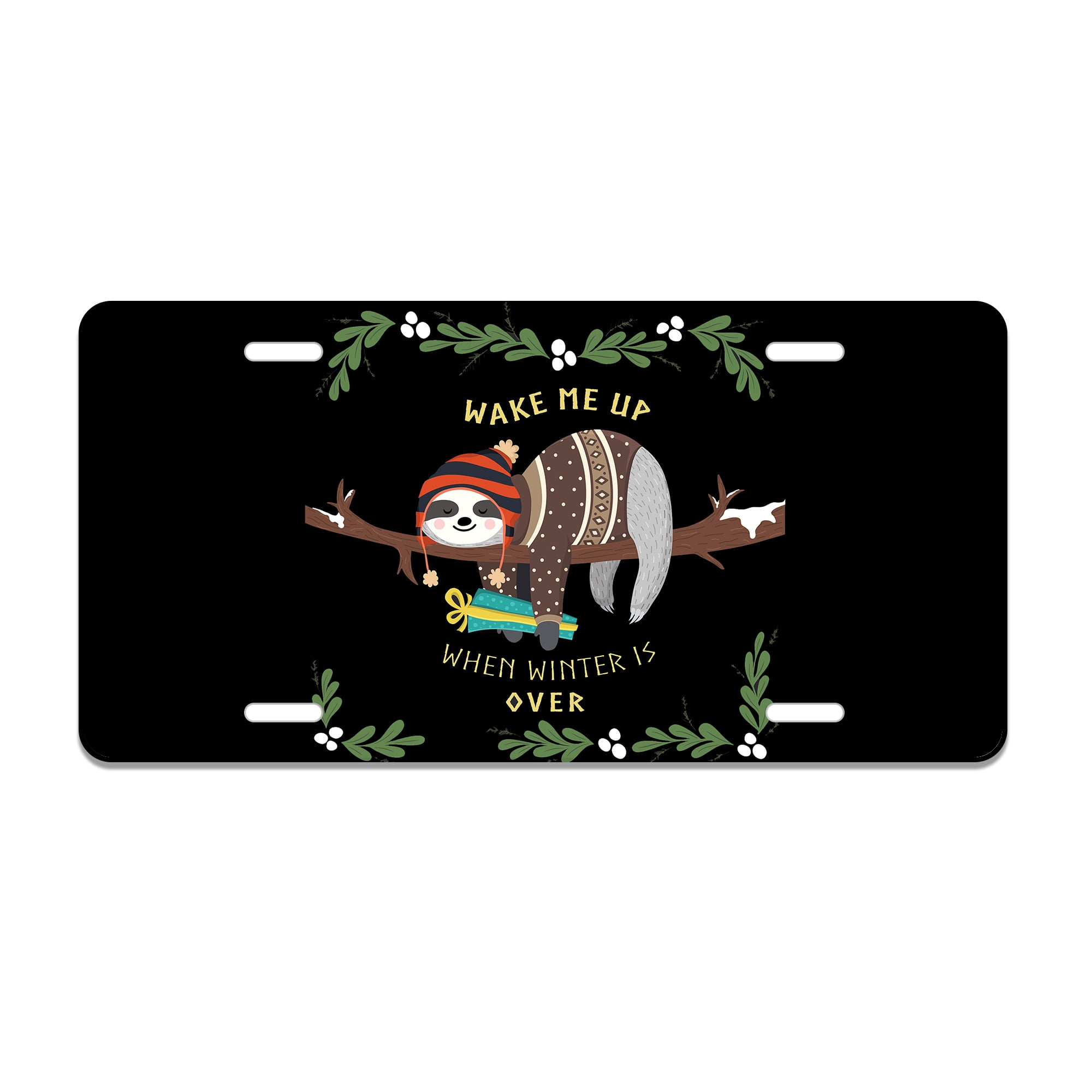 Smoaffly Cute Sloth Tropical Tree Branch License Plate, Decorative Car ...