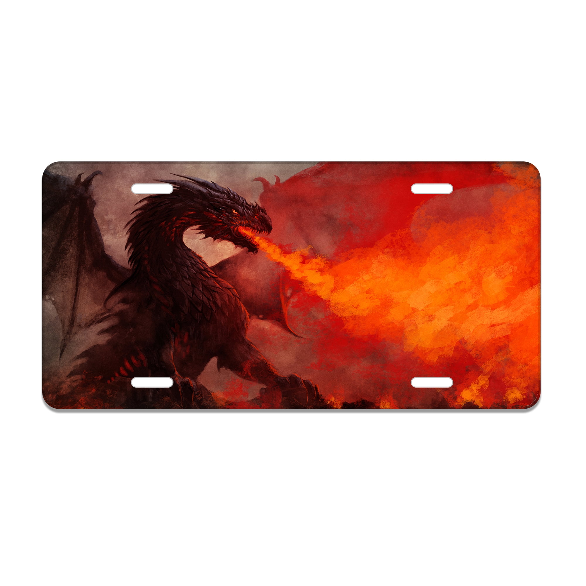 Smoaffly Dragon Spitting Fire License Plate Decorative Car Front, Metal ...