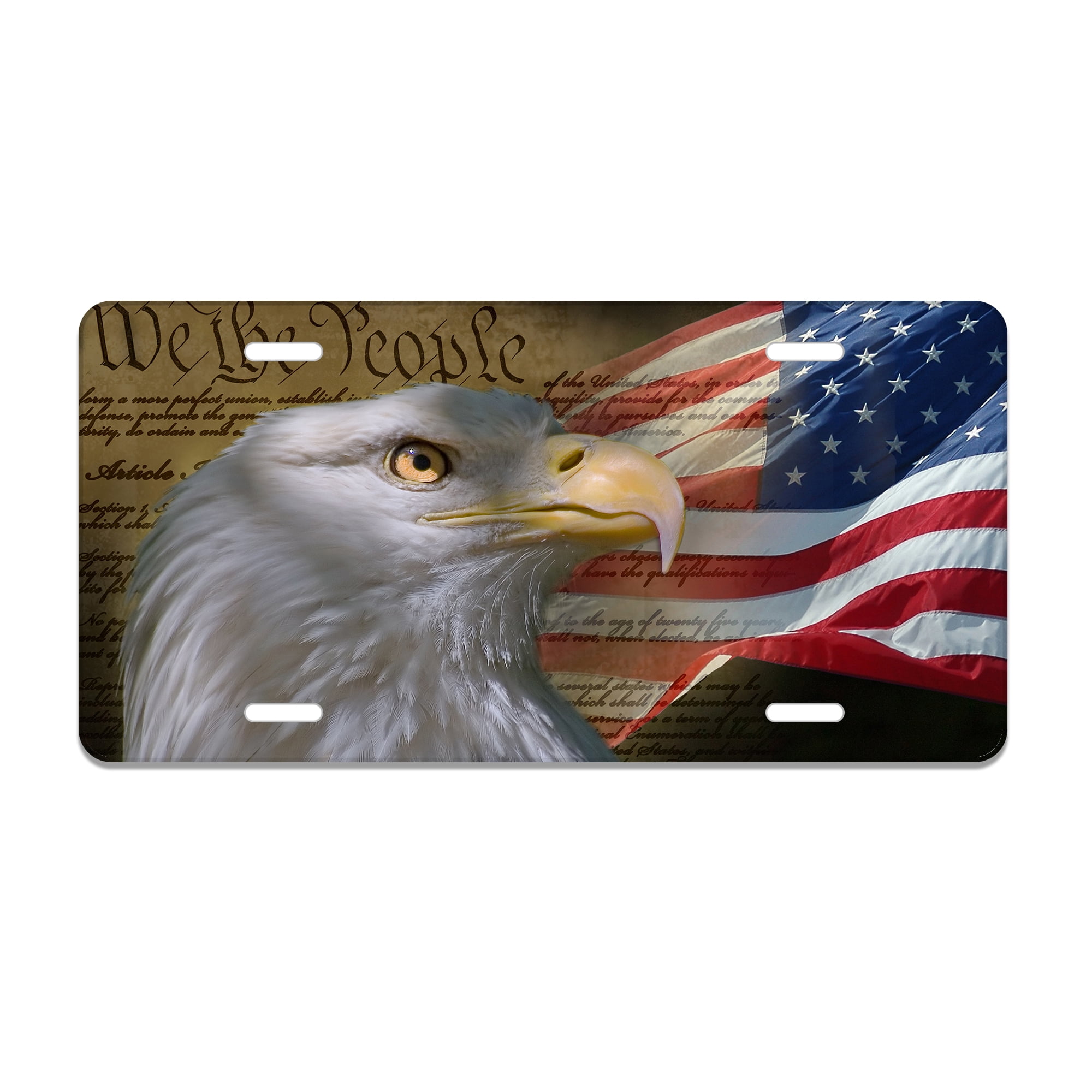 Smoaffly Eagle Flag Wave License Plate Decorative Car Front, Metal Car ...