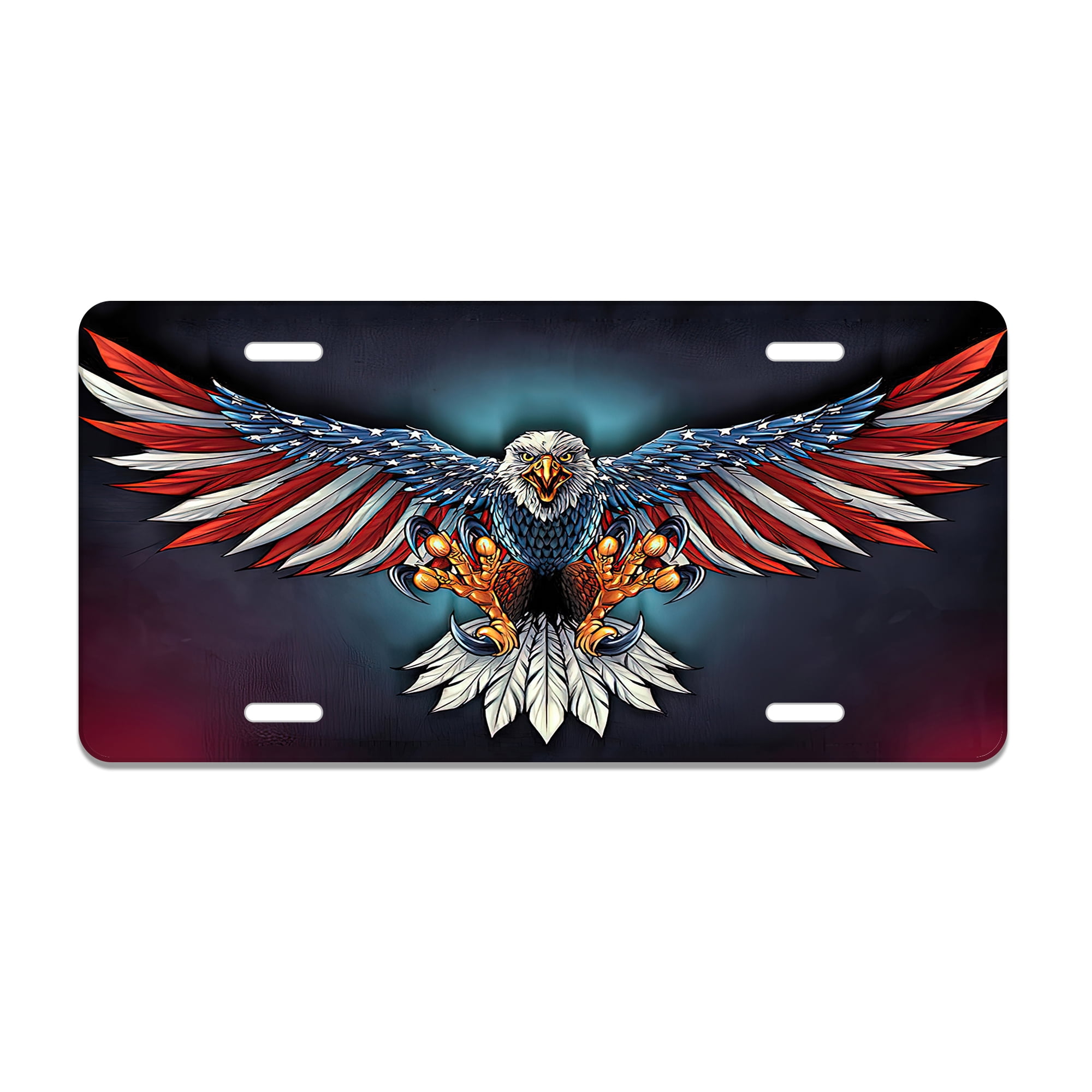 Smoaffly Eagle With Us Flag Wings Spread License Plate Decorative Car ...