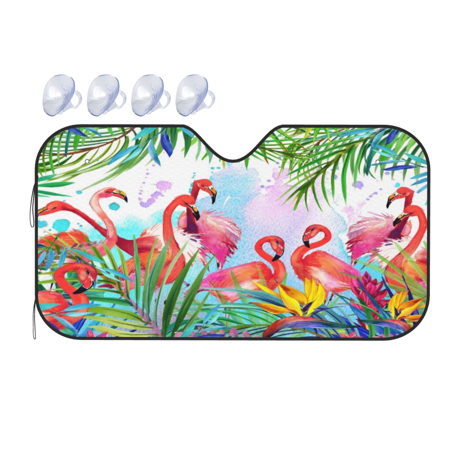 Smoaffly Flamingo,Tropical Flowers Leaves Car Windshield Sunshade ...