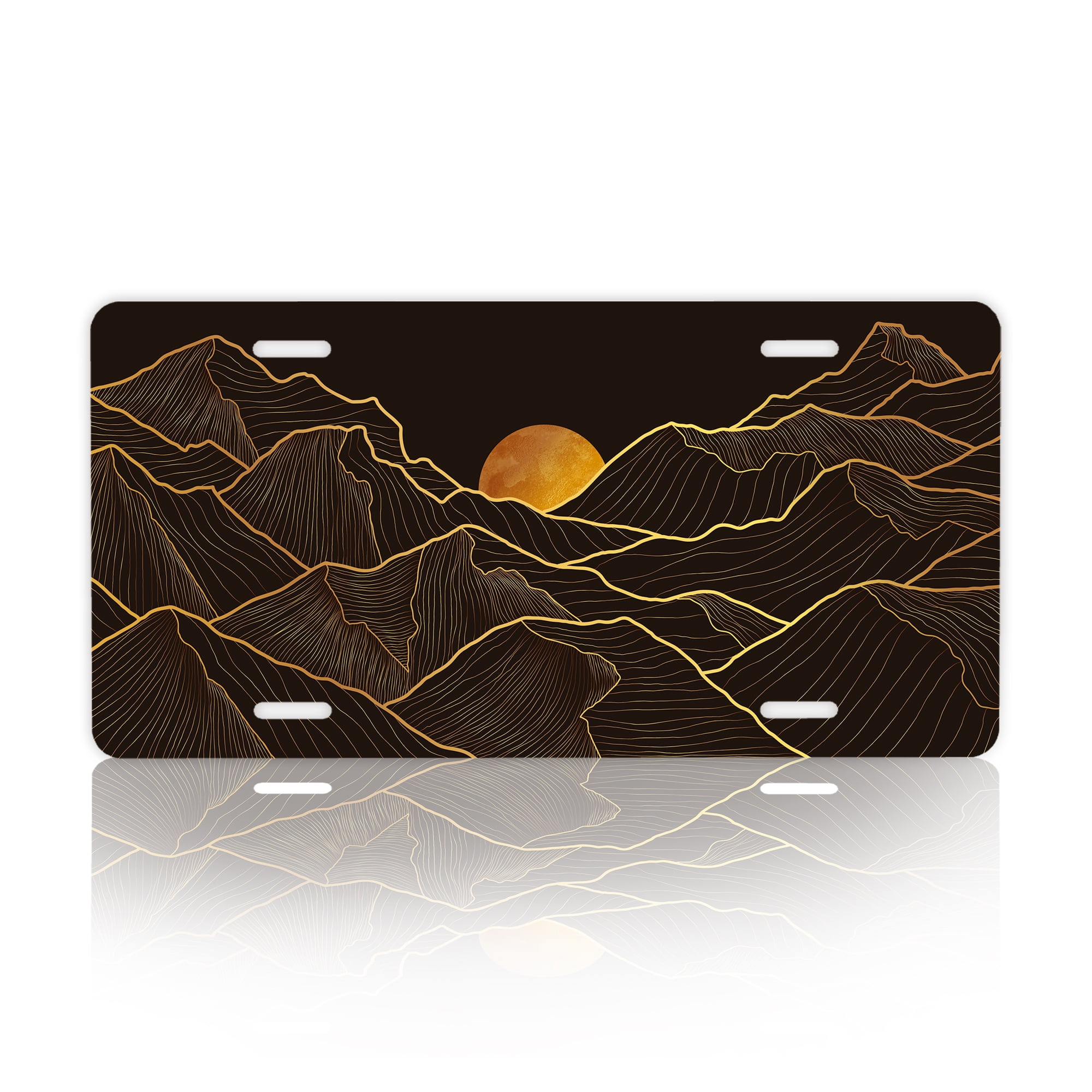 Smoaffly Front License Plate,Mountain Golden Sun Decorative License ...