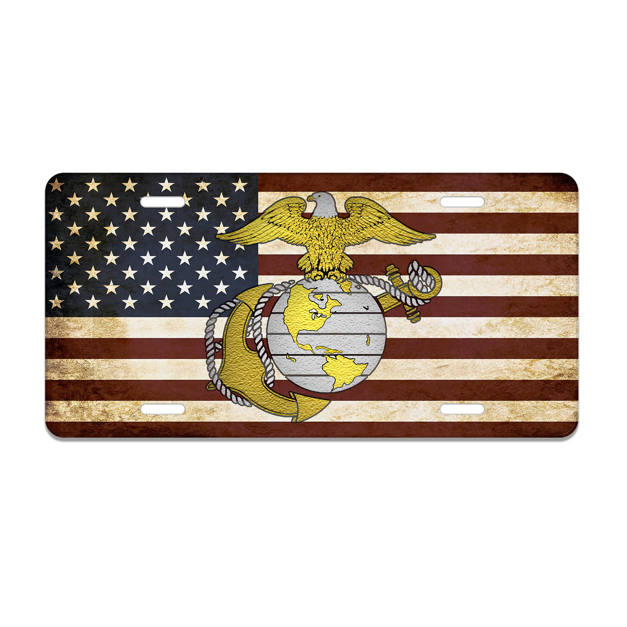 Smoaffly Gold Eagle Decorative Car Front, Anchor Flag Metal Car Plate ...