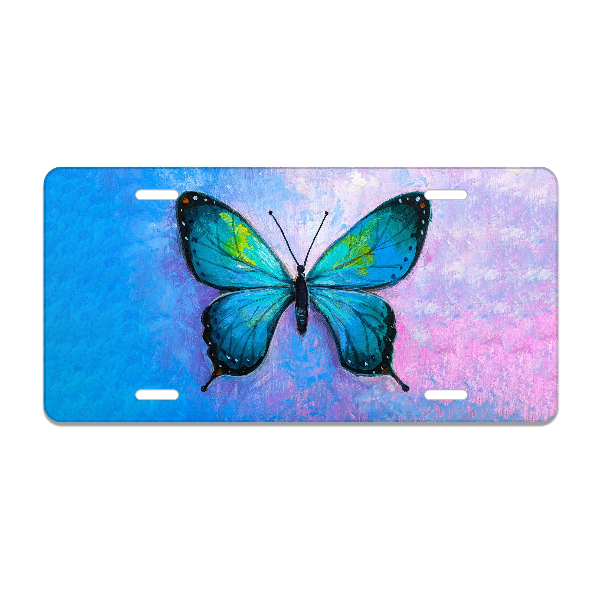 Smoaffly Grunge Blue Butterfly License Plate Decorative Car Front ...