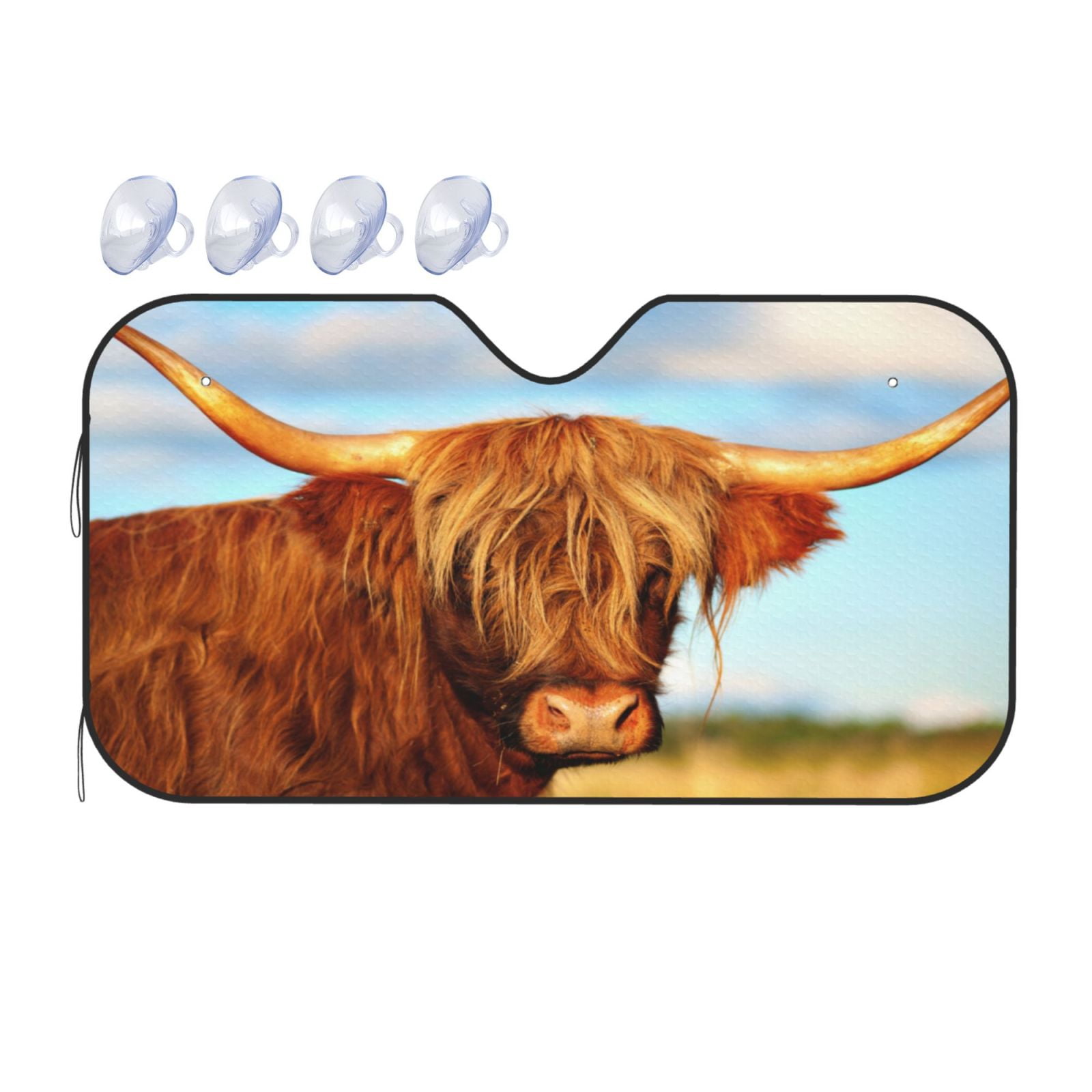 Smoaffly Highland Cow Car Windshield Sunshade Skeleton Car Shade Blocks ...