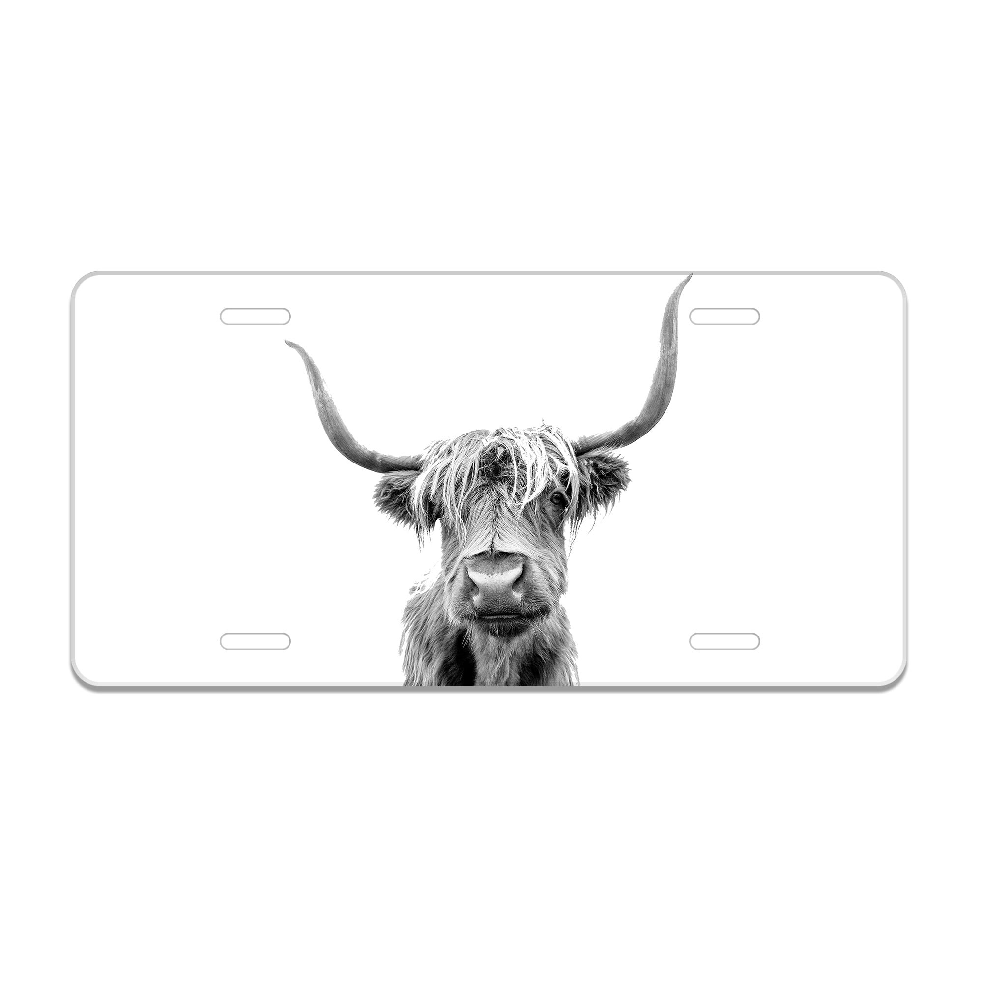 Smoaffly Highland Cow Decorative Car Front, Black White Cattle Metal ...