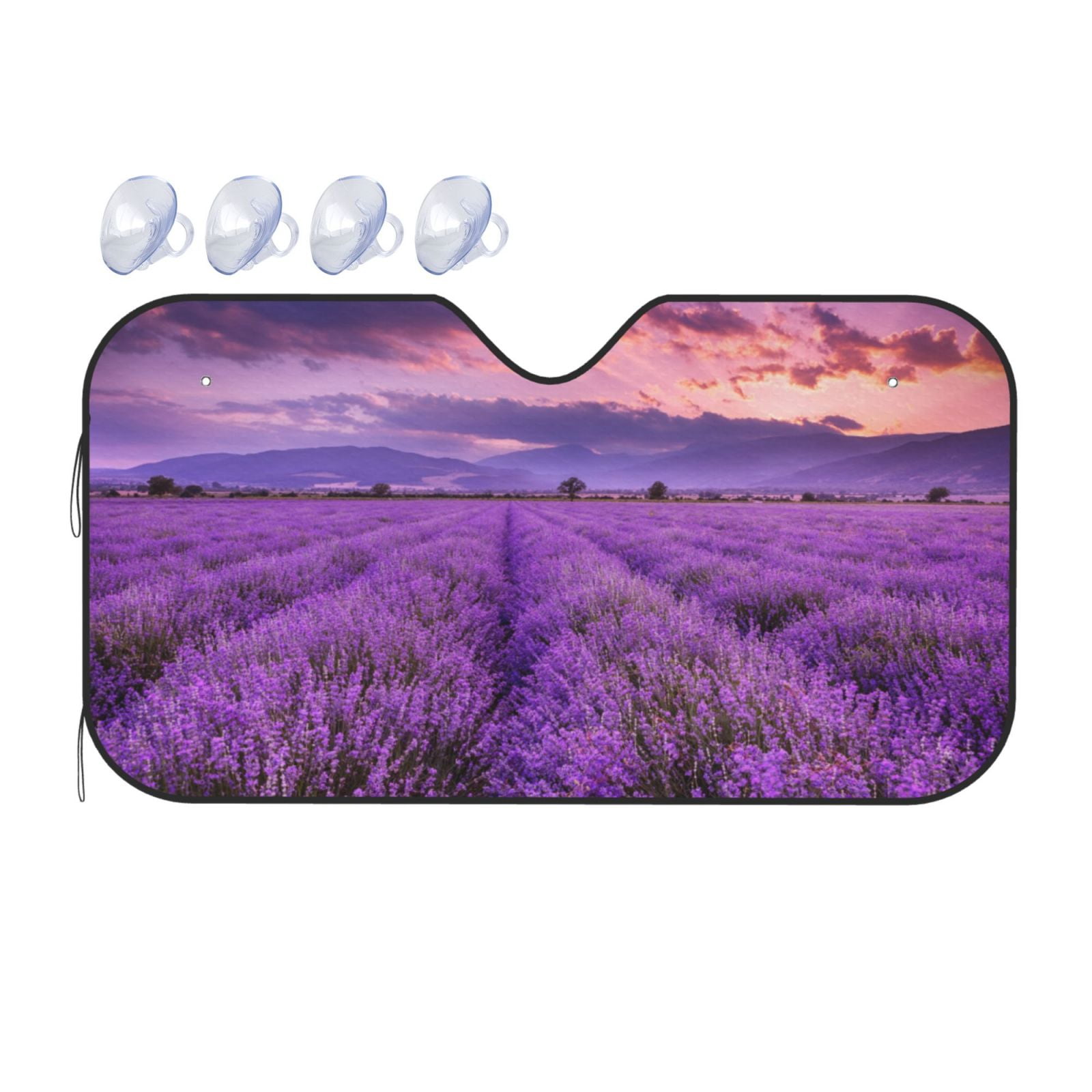 Smoaffly Lavender Field Sunset Car Windshield Sunshade Skeleton Car ...