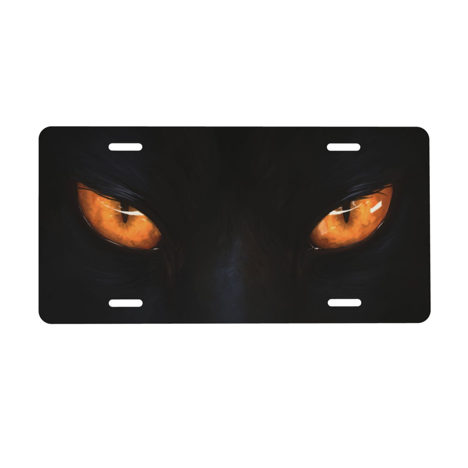 Smoaffly License Plate,Black Cat Yellow Eyes Decorative Car Front,Metal ...