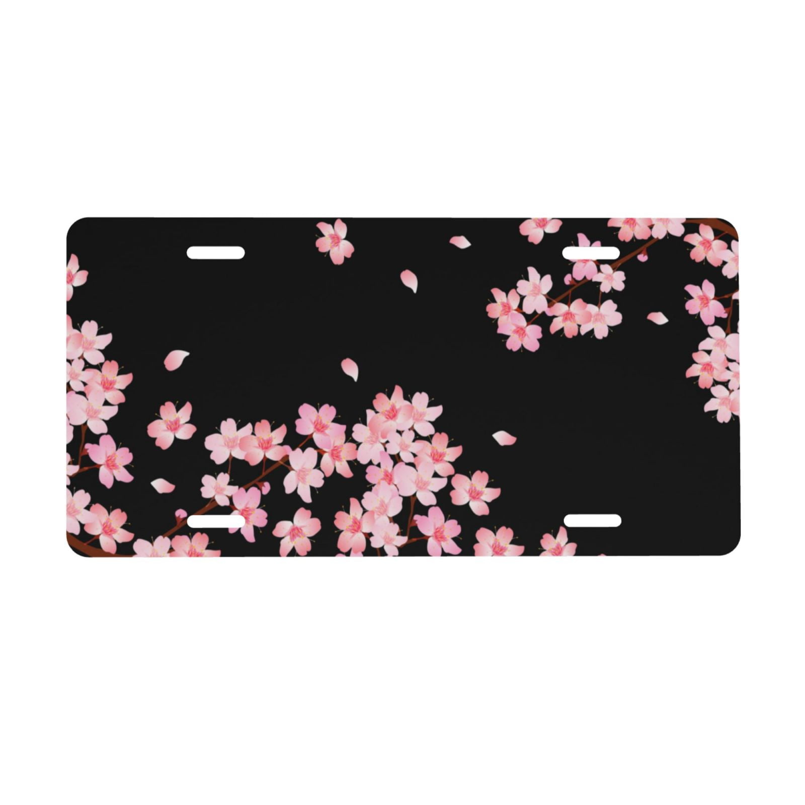 Smoaffly License Plate,Cherry Blossom Decorative Car Front,Metal Car ...